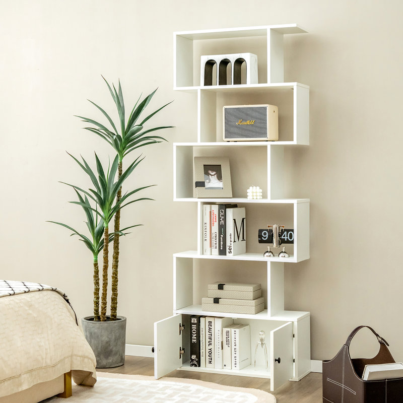 Millwood Pines Niklaus Geometric Storage Bookcase & Reviews | Wayfair