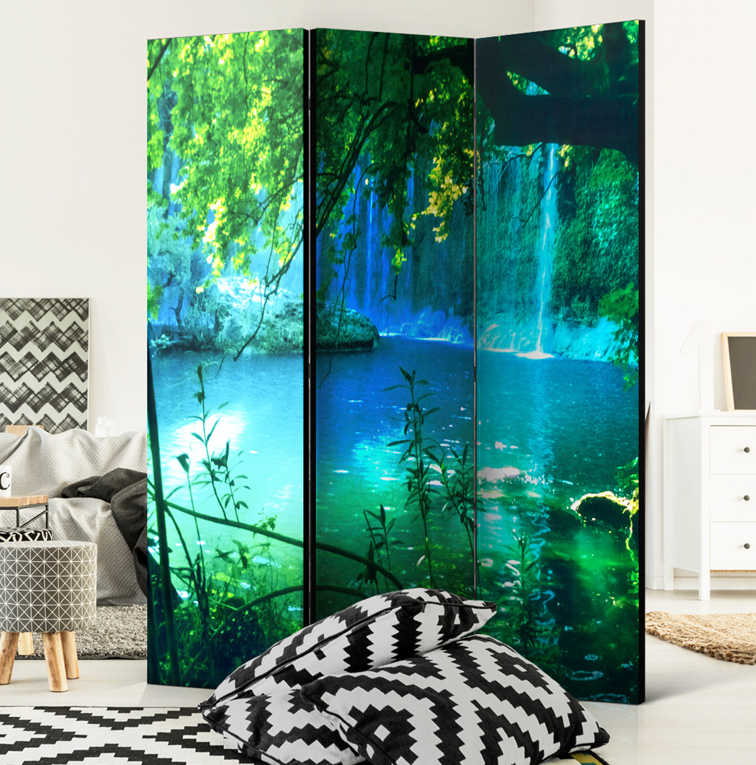 East Urban Home Fairmount Kursunlu Waterfalls Solid Wood Folding Room ...