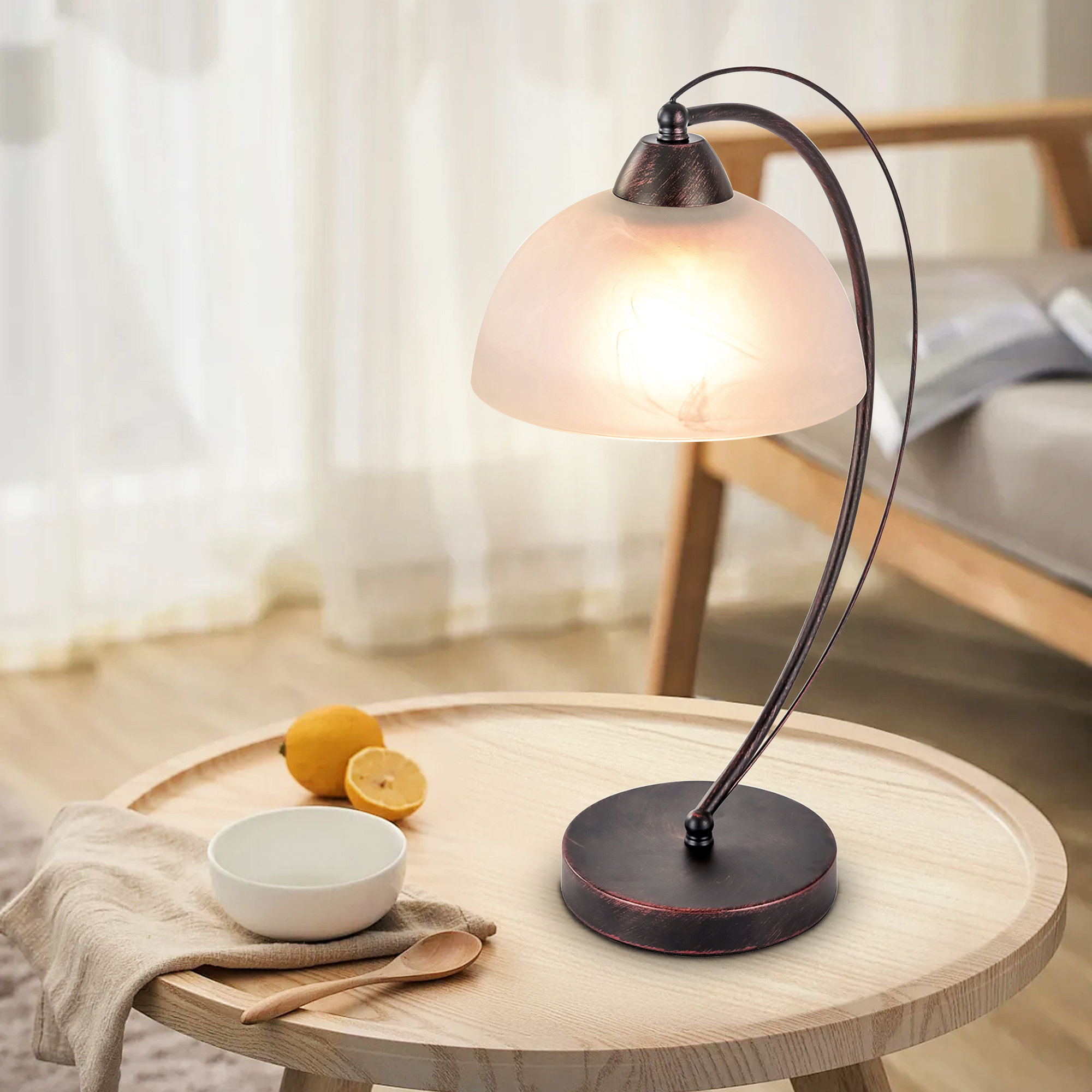 Red Barrel Studio® Dametre Arched Lamp Night Table for Bedside ...