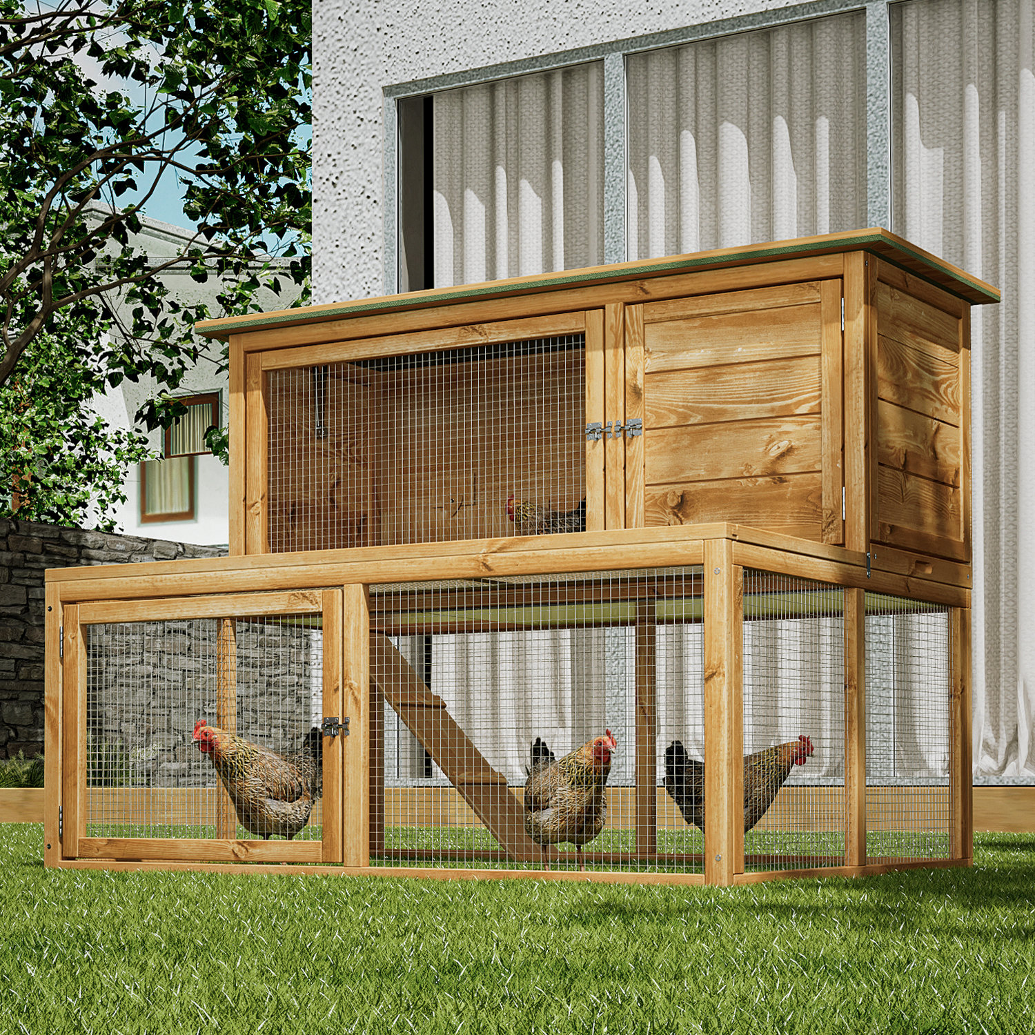 Tucker Murphy Pet™ Amarian Outdoor Chicken Coop with Ramp and Run Area ...