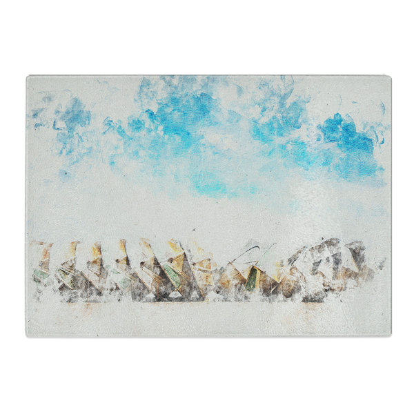 East Urban Home Tempered Glass Stacked Rowing Boats on the Beach ...