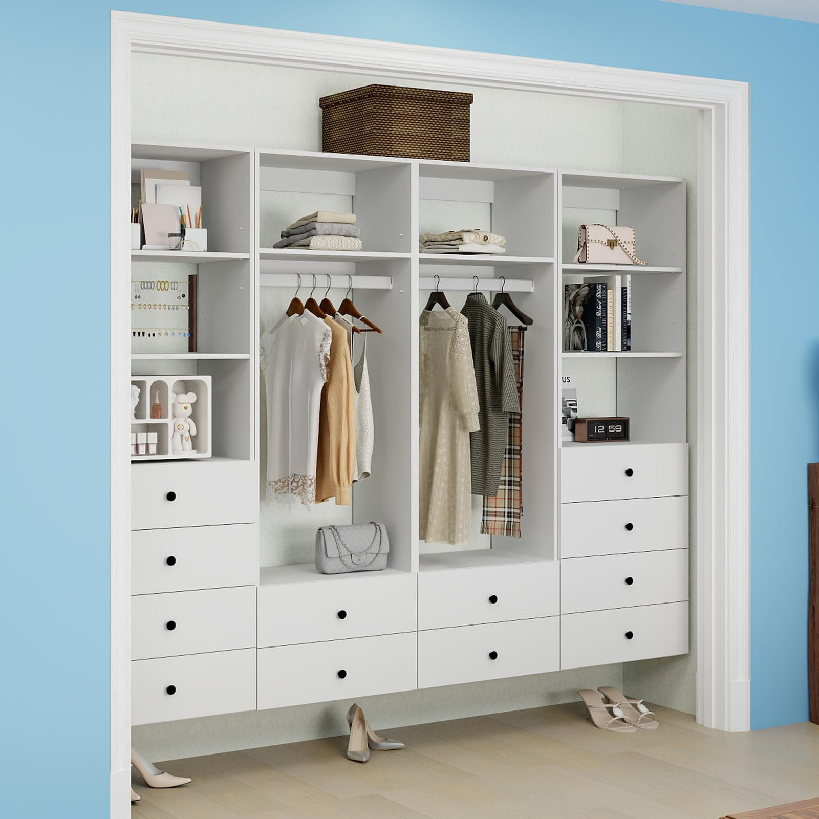 Latitude Run® Modular Wooden Closet System : Closet System with Drawers ...
