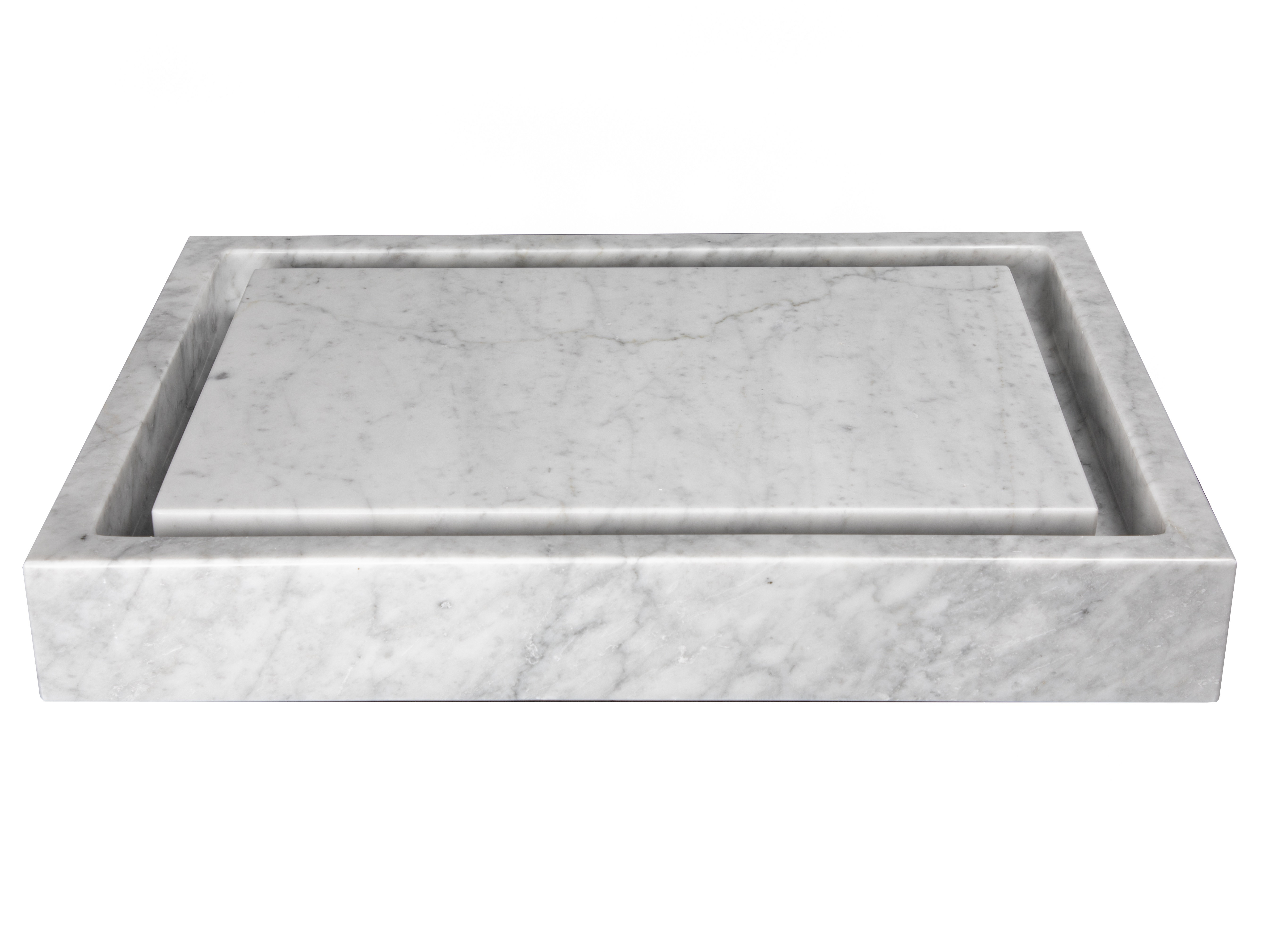 Eden Bath Infinity Pool Carrara Marble Rectangular Vessel Bathroom Sink ...