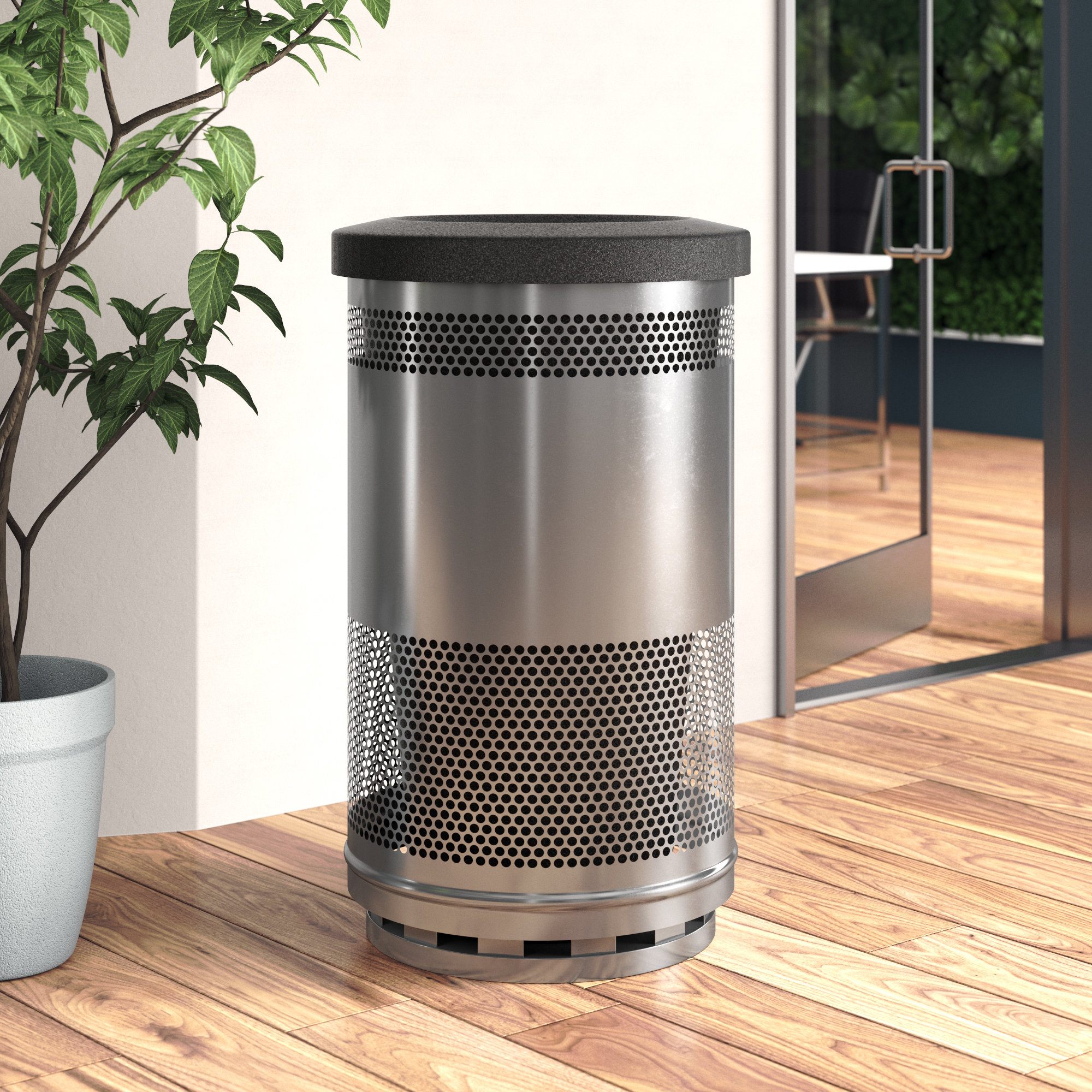 Witt Stadium Series Perforated Metal 55 Gallon Trash Can - Wayfair Canada