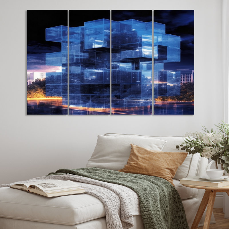 Wrought Studio™ 3D Cityscape Future Architecture Nova Blue I 4 Pieces ...