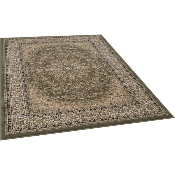 Bungalow Rose Performance Green/Brown Rug | Wayfair