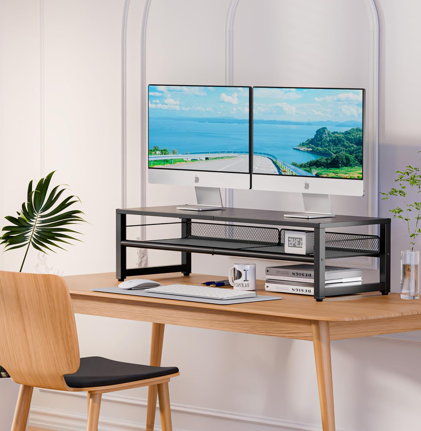 Inbox Zero 2-Tier Dual Monitor Stand Riser For Desk Organizer, Computer ...