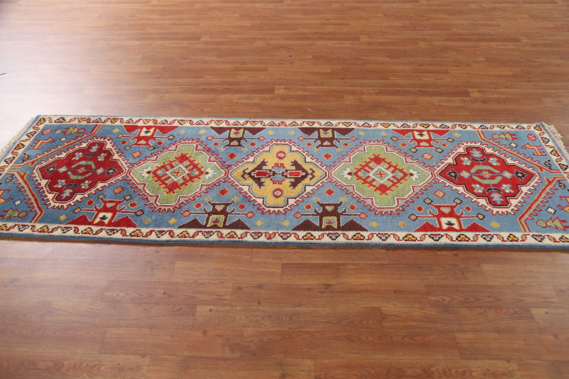 Bungalow Rose Blue Traditional Wool Runner Rug 3x8 | Wayfair