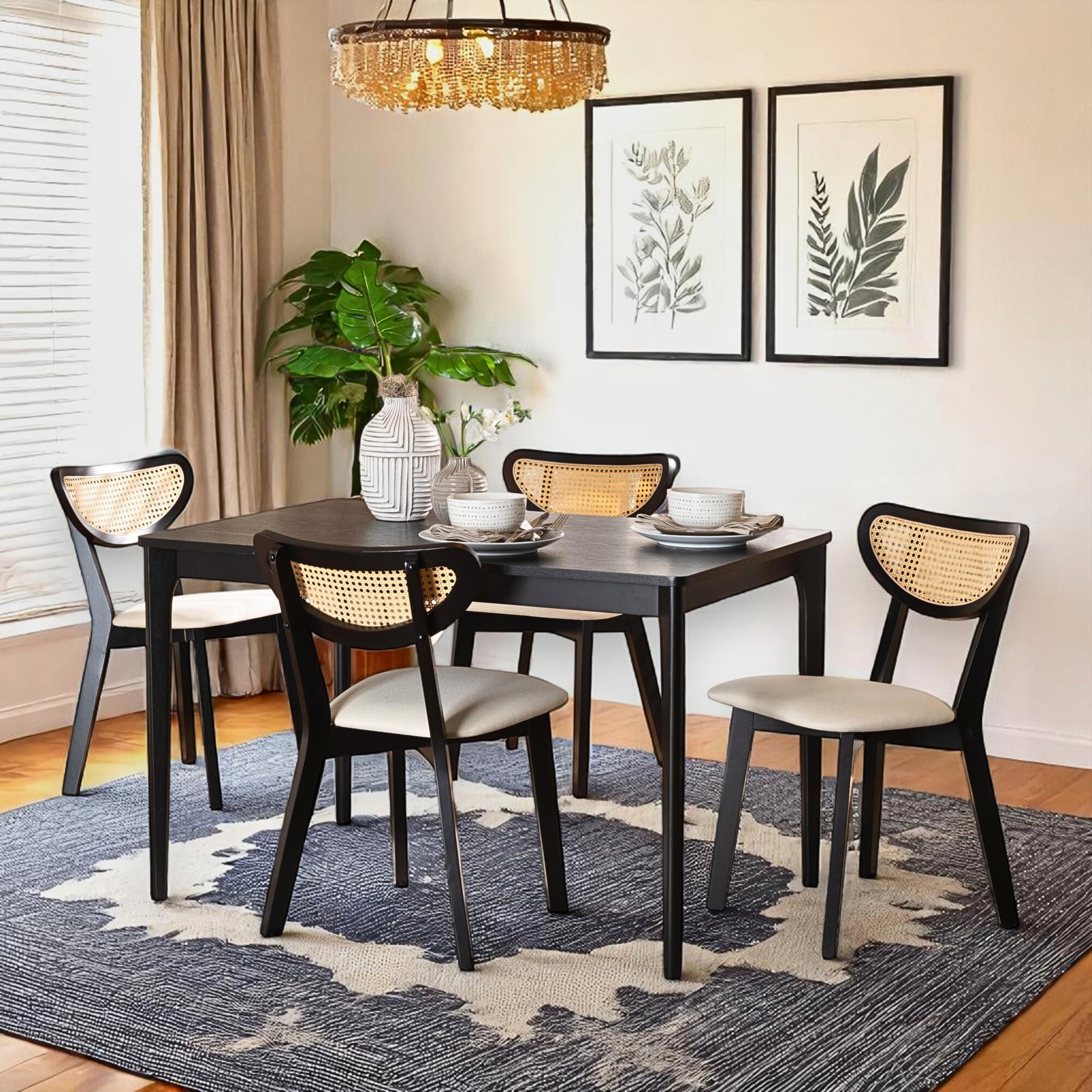 George Oliver Isla Dining Set in Fabric and Wood | Wayfair