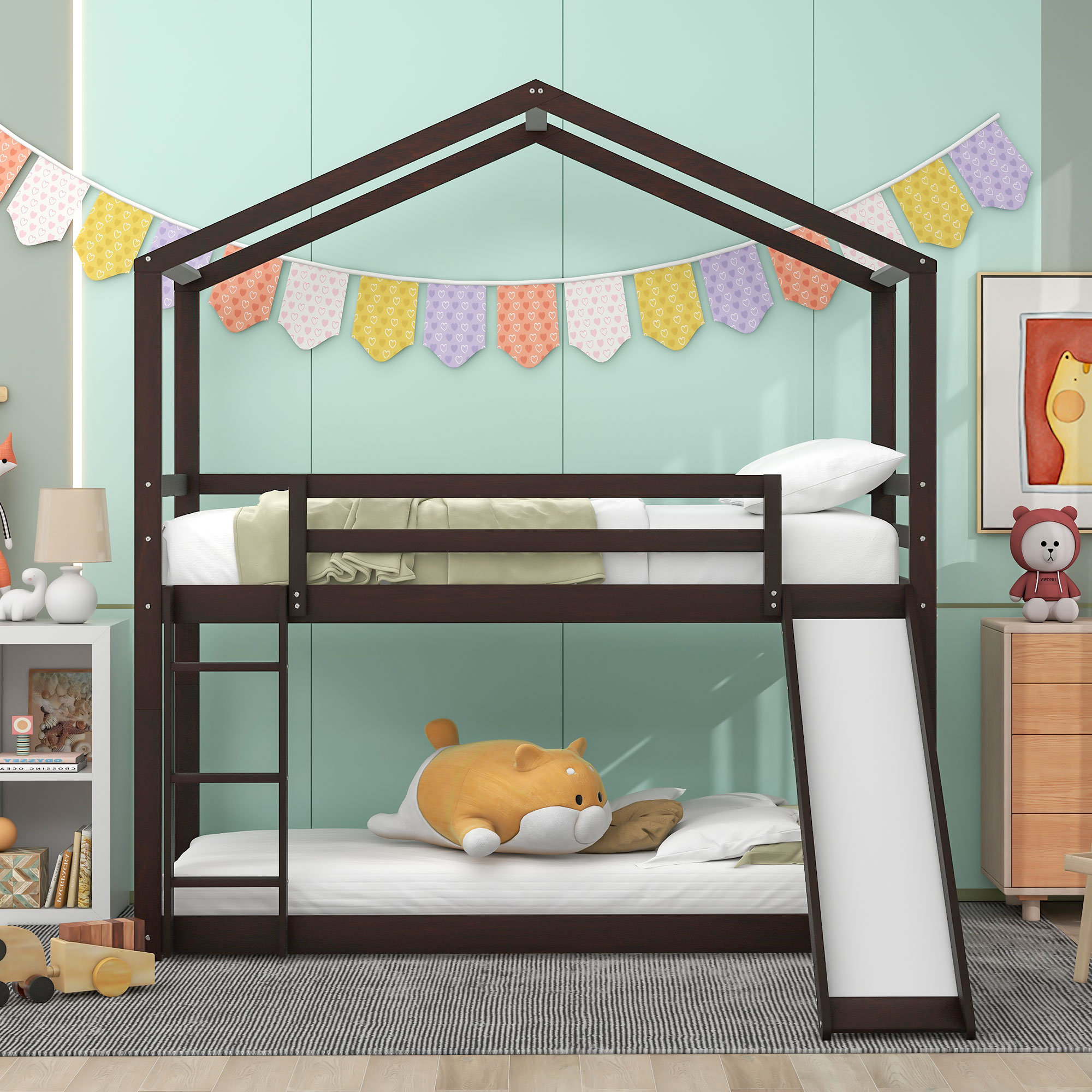 Harper Orchard Angeleque Over Bunk Bed With Roofslide And Ladder | Wayfair