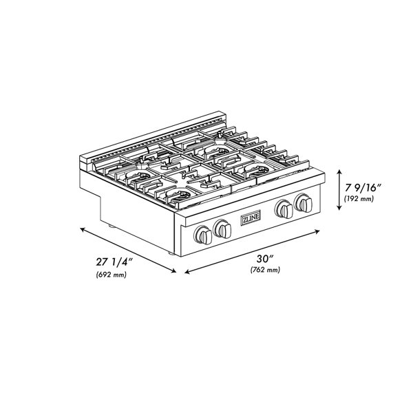 ZLINE Autograph Edition 30 in. Paramount Gas Rangetop with 4 Burner ...