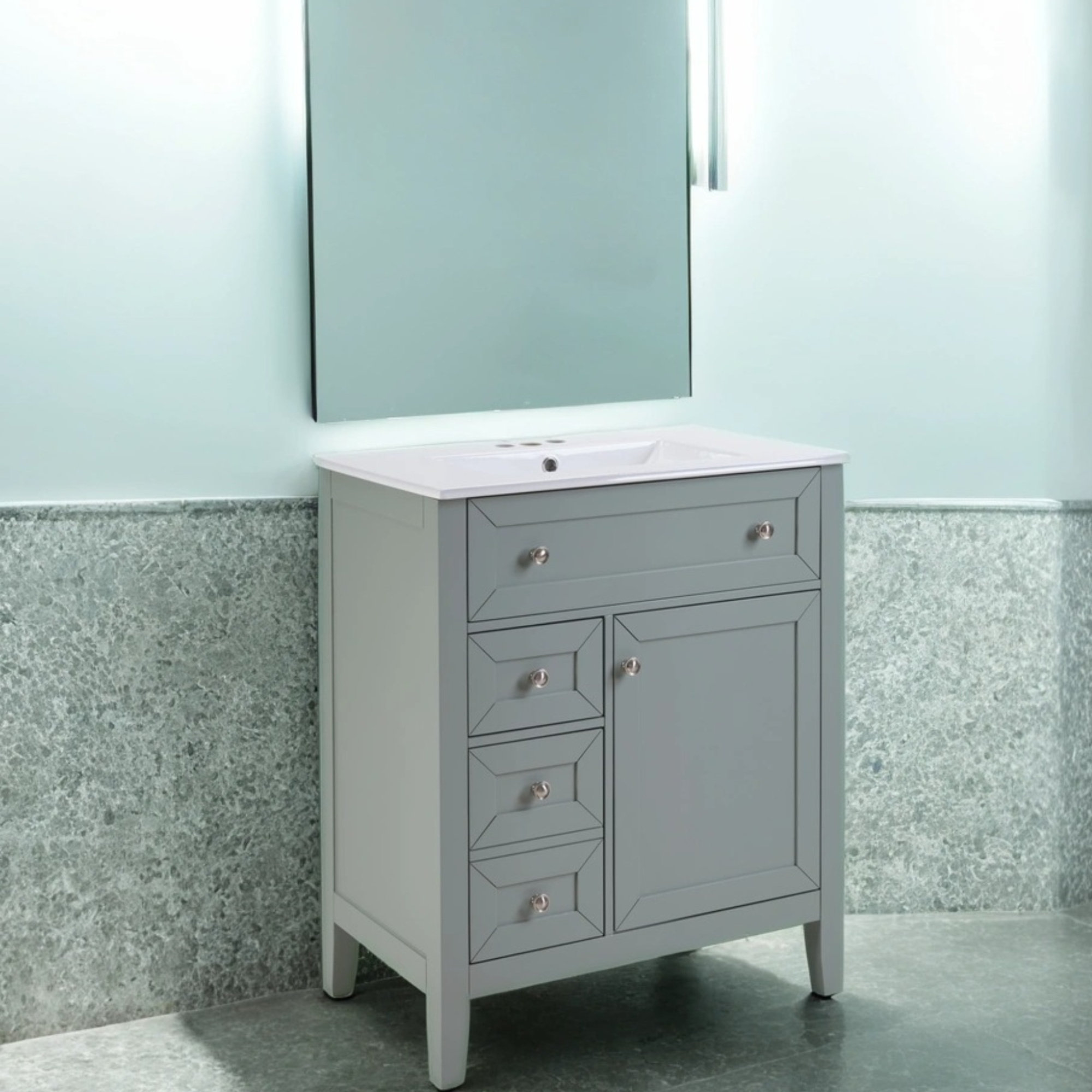 Ebern Designs Convertible Solid Wood Vanity Set - Ceramic Sink With ...