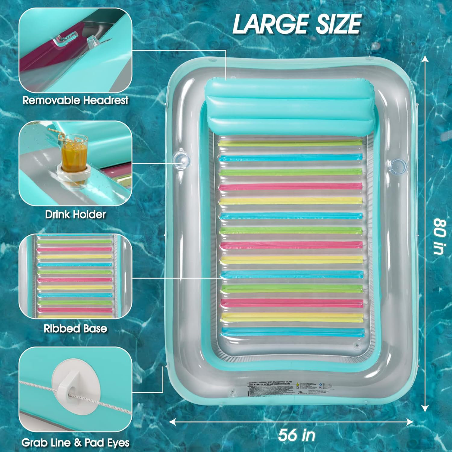 Utibia Inflatable Tanning Pool Lounger Float - 4 in 1 Sun Tan Tub ...