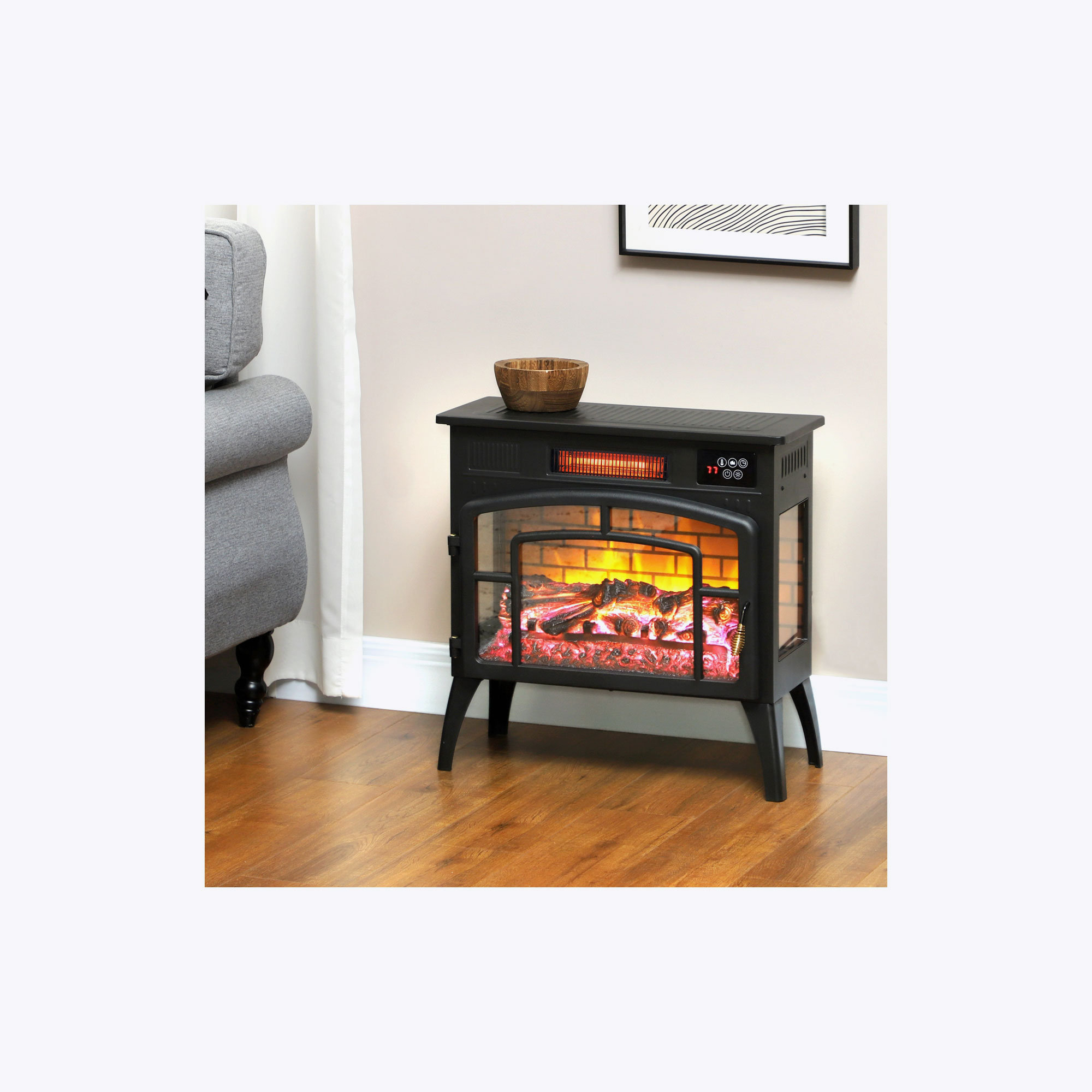 Symple Stuff HOMCOM Electric Fireplace Stove, 22" Freestanding Portable ...