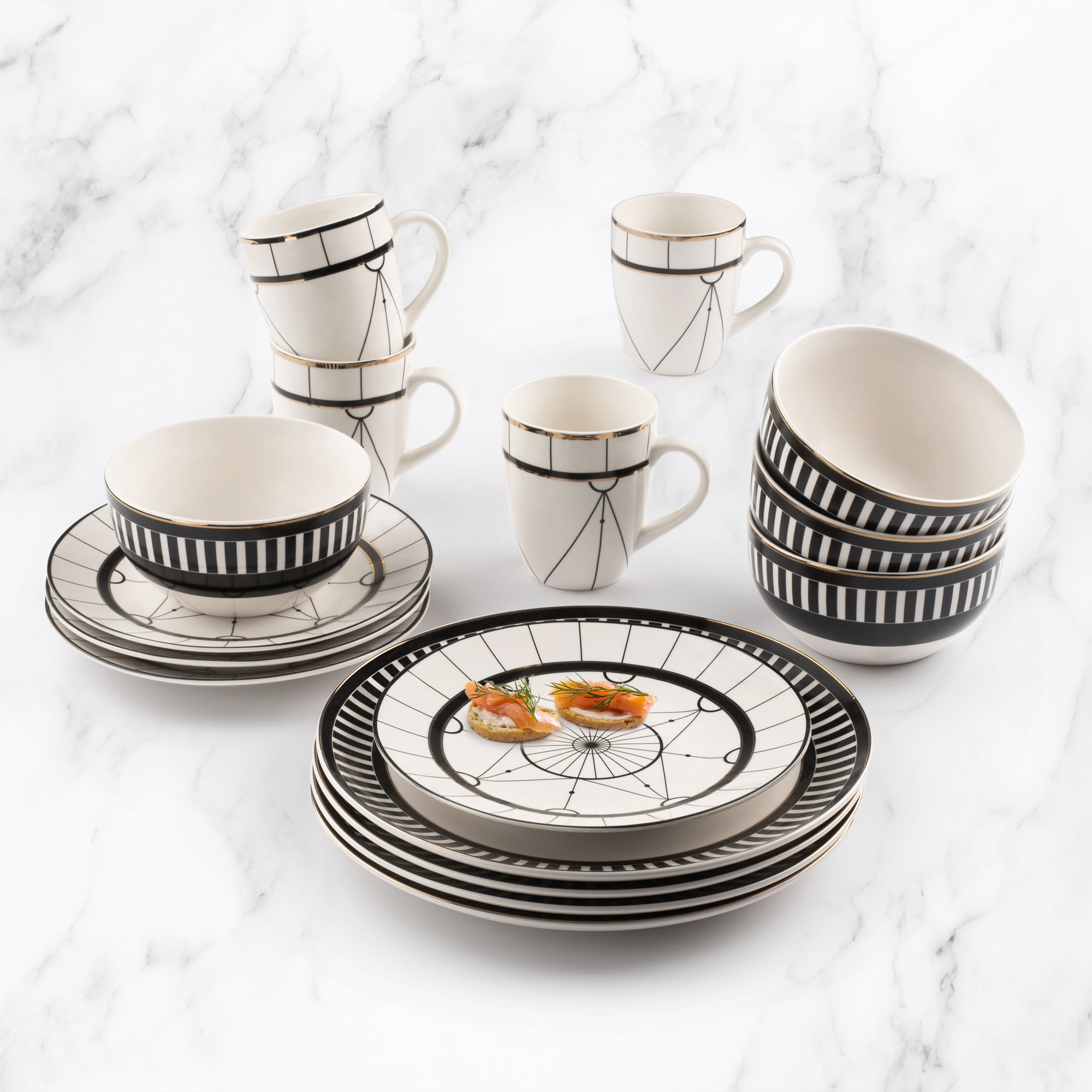 Elle Decor 16 Piece Dinnerware Set, Service for 4 & Reviews - Wayfair ...