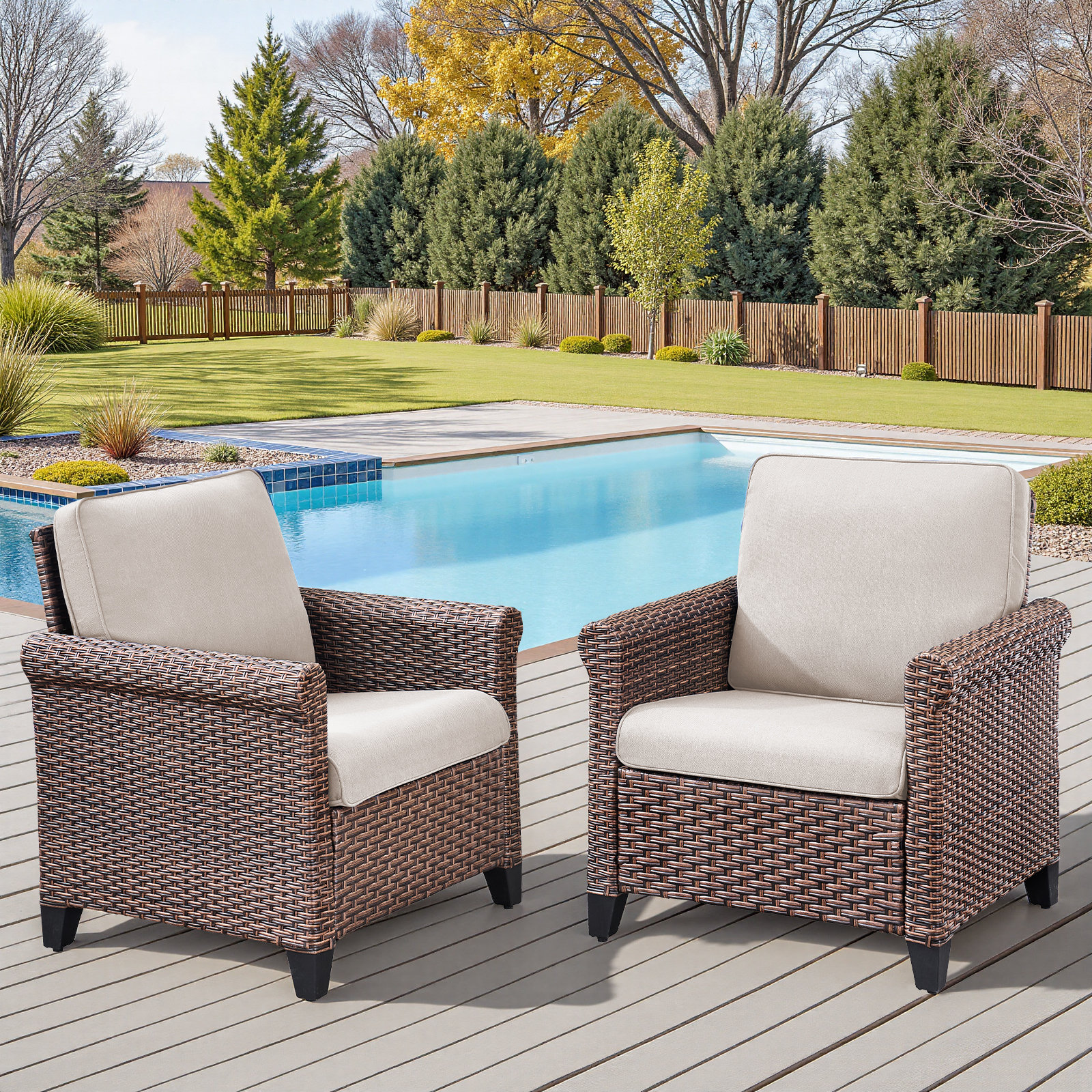 Red Barrel Studio 2-Piece Outdoor Wicker Patio Chair Set – Rust-Proof ...