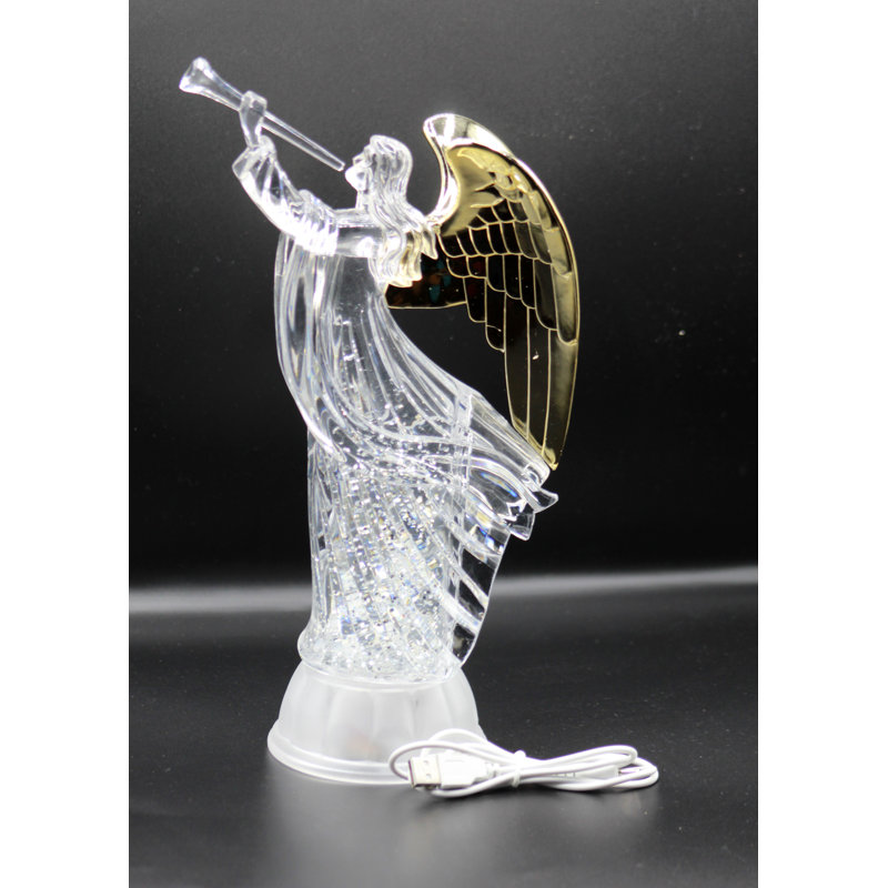 The Holiday Aisle® Electric-Led Light Up 12'' Angel Trumpet Statue ...