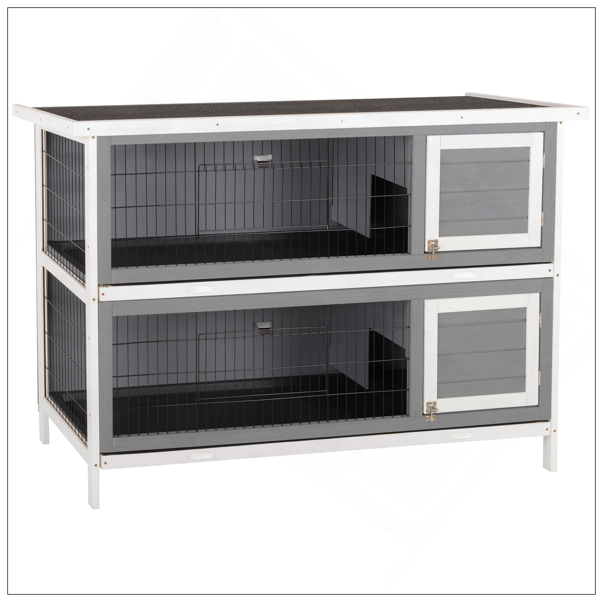 REDmintss Spacious 2-Story Wooden Rabbit Hutch With Lockable Doors And ...