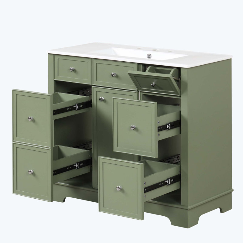 Lark Manor™ 36" Green Bathroom Vanity with Three Drawers | Wayfair