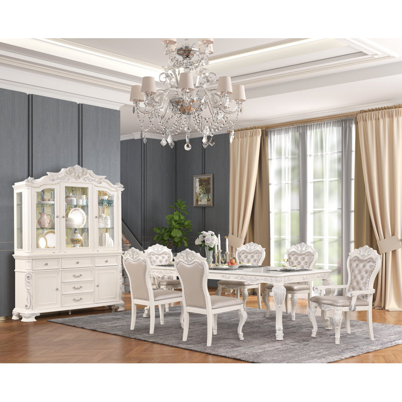 Cosmos Furniture Victoria Collection Pearl White 7-Piece Dining Set ...