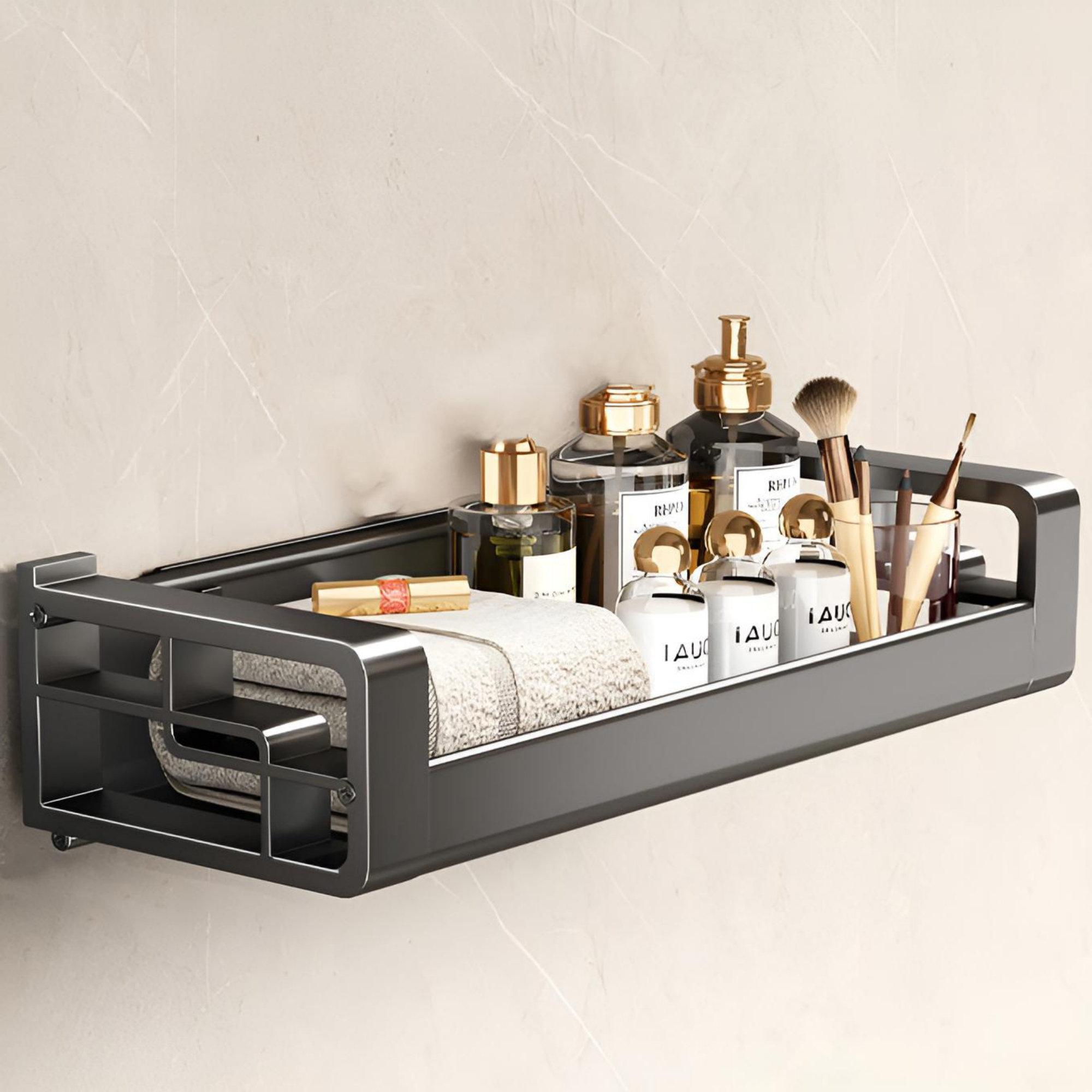 Latitude Run® Non Perforated Bathroom Storage Rack, Large Capacity ...