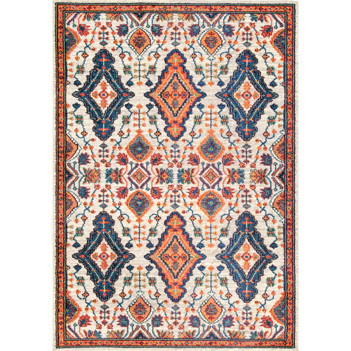World Menagerie Cassella Orange/Blue Area Rug & Reviews | Wayfair