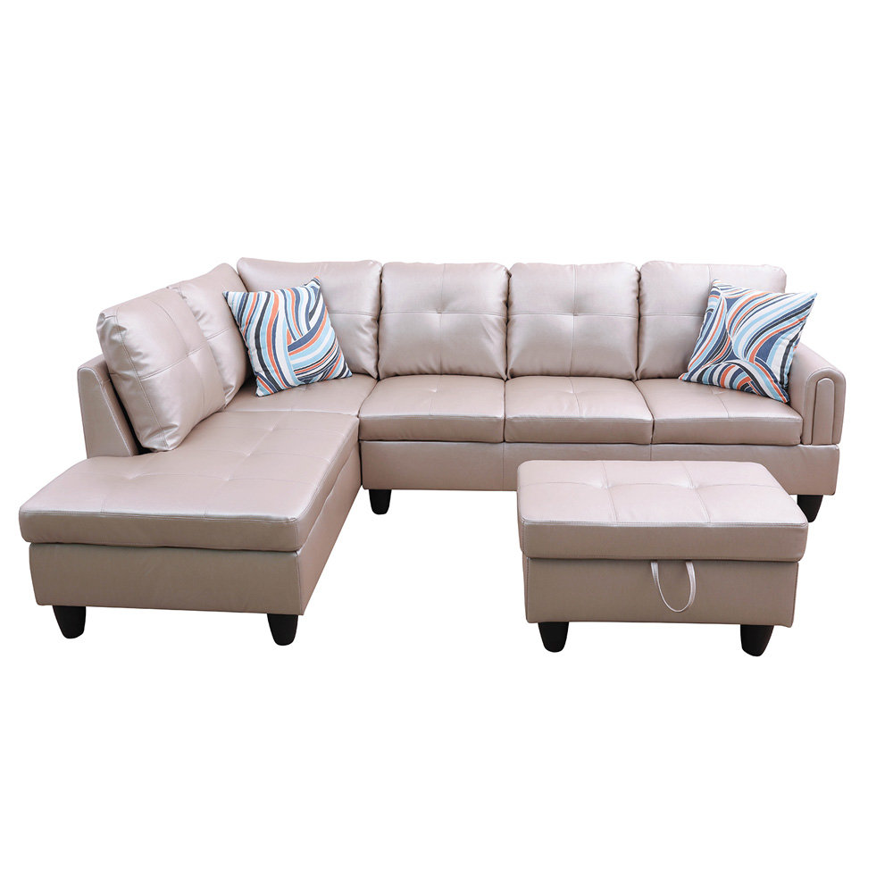 Ebern Designs Greti 3 - Piece Vegan Leather Sectional | Wayfair