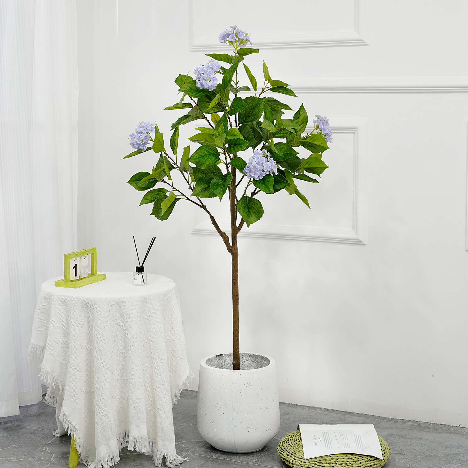 Primrue Artificial Hydrangea Flowers Tree Tall Fake Potted Decorative ...