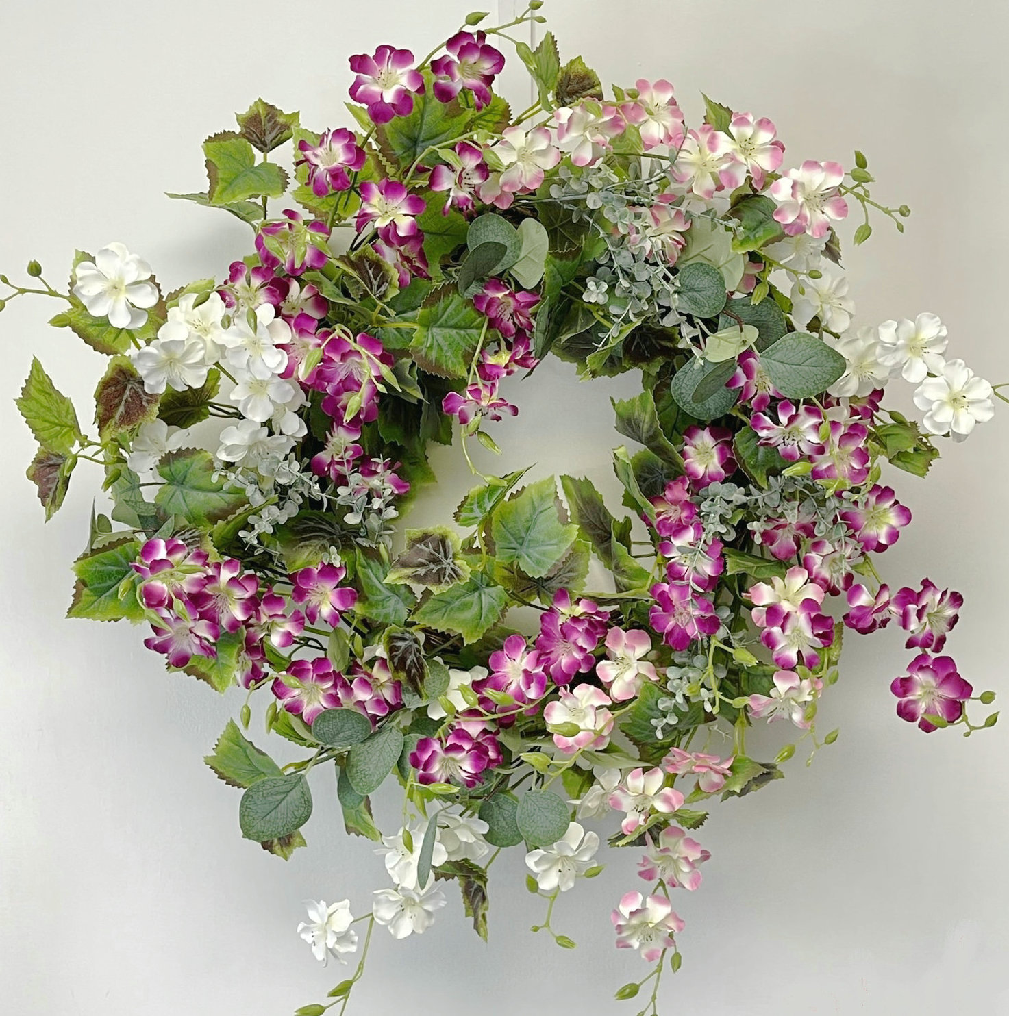 Primrue 24" Farmhouse Everyday Spring Morning Glory Flower Wreath for ...