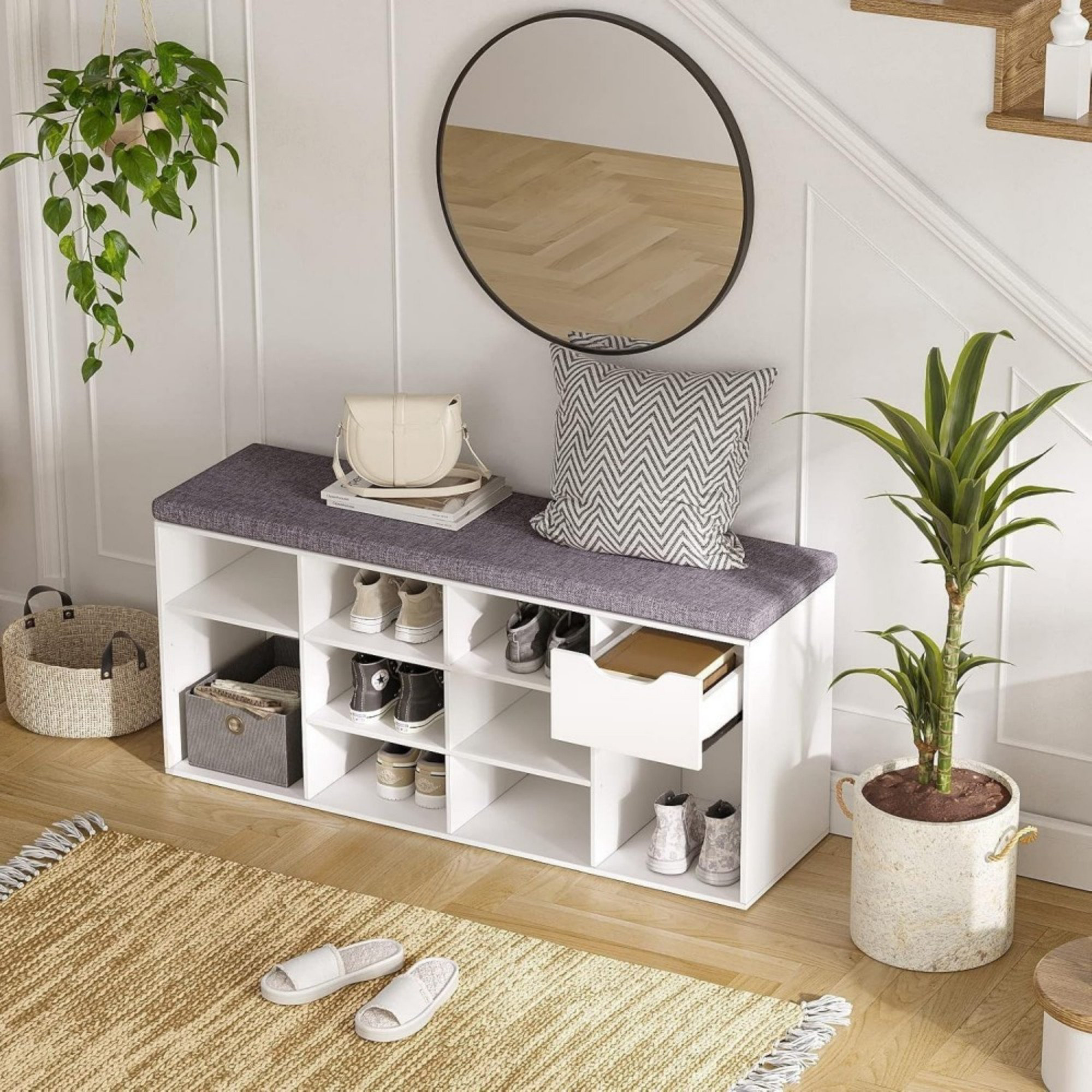 Ophelia & Co. Shoe Bench, Entryway Storage Bench With Drawer And 11 ...