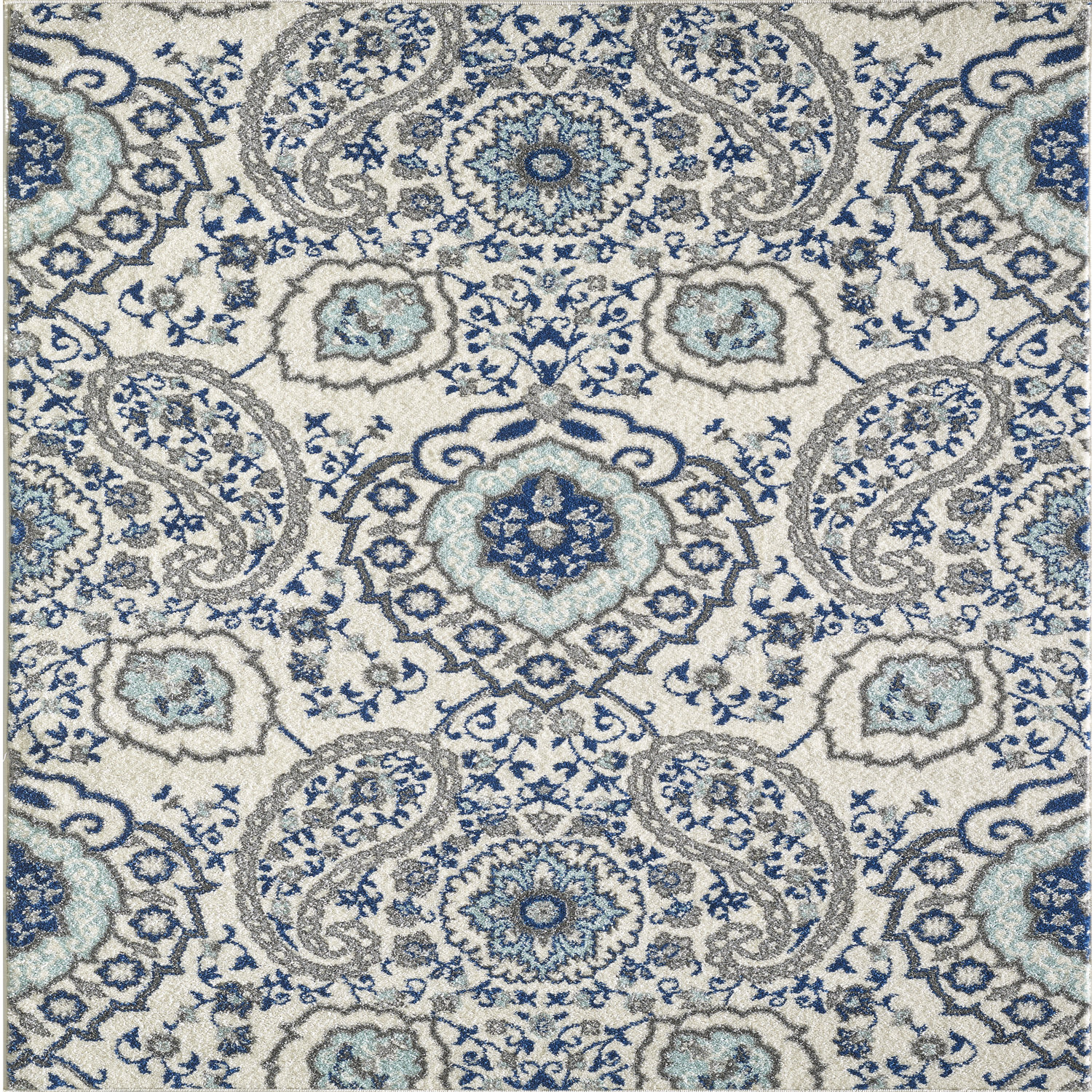 World Menagerie Fancy Paisley Cream/Blue Area Rug & Reviews | Wayfair