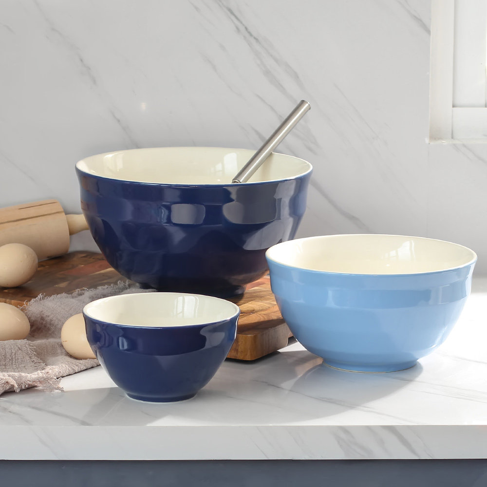 LIFVER 5.3/7.5/9.2-Inch Blue Mixing Bowls Set Of 3 | Wayfair