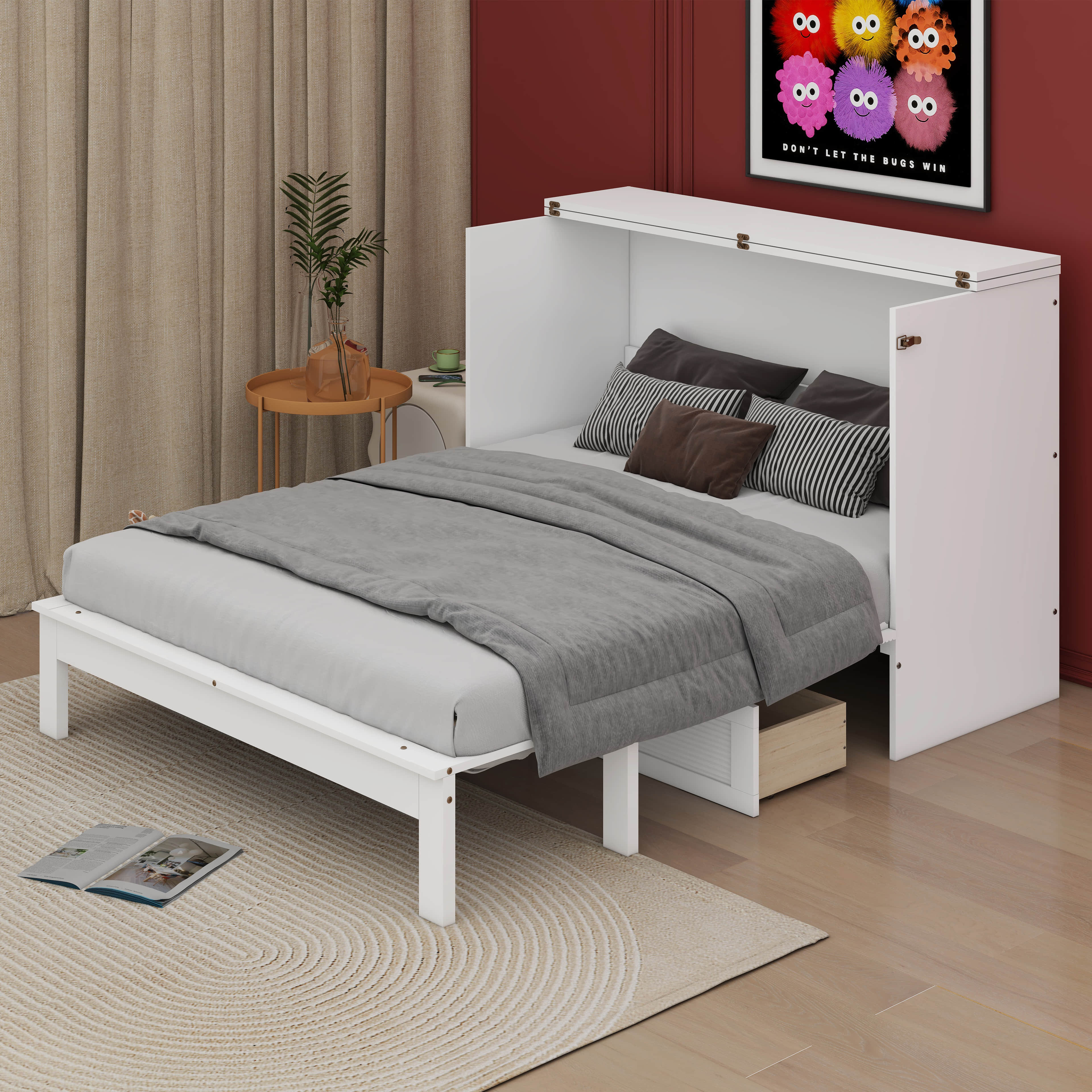 Red Barrel Studio® Jaimarion Murphy Bed With Drawer And Sockets & USB ...