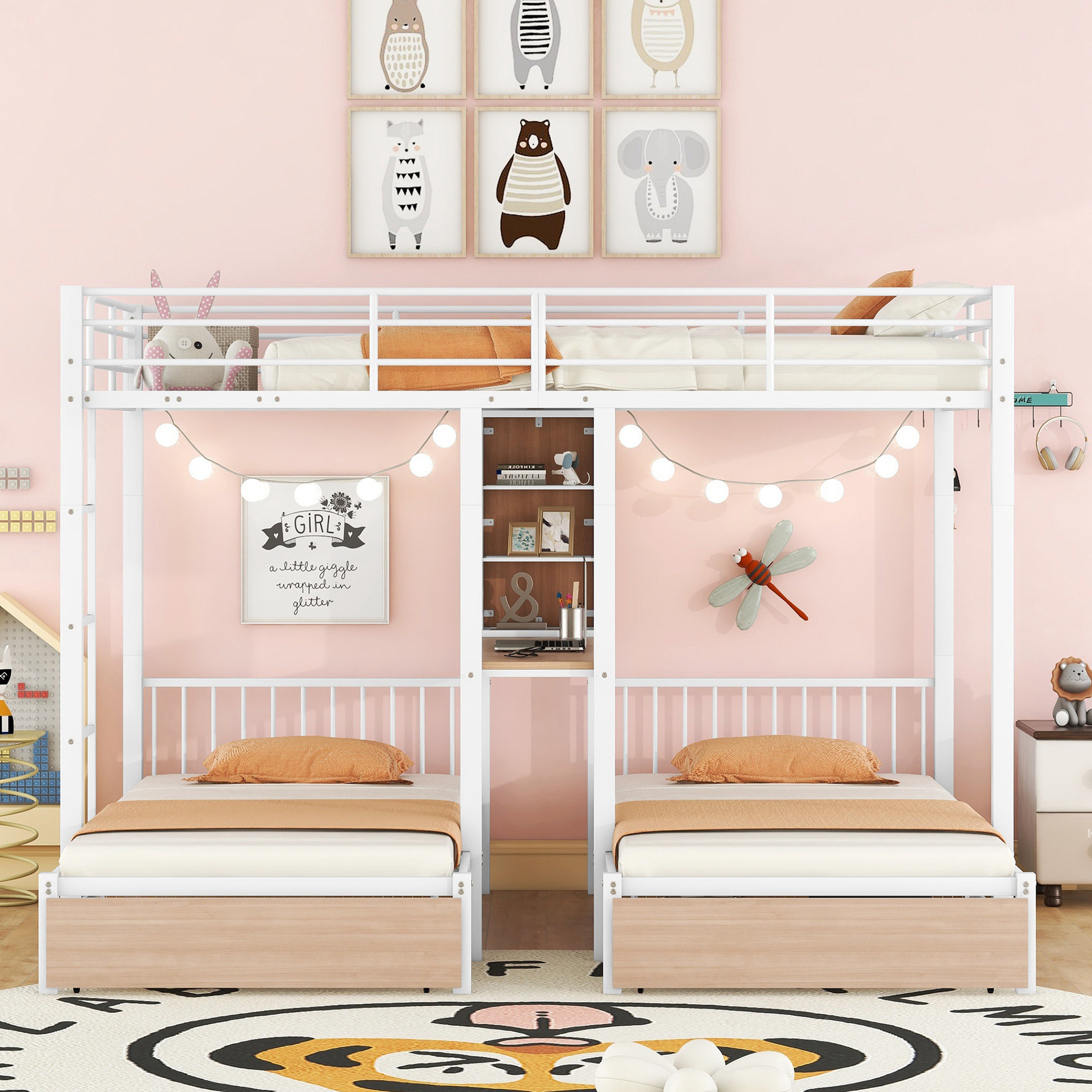 Isabelle & Max™ Bunk Bed With Drawers, Multi-Functional Metal Frame Bed ...