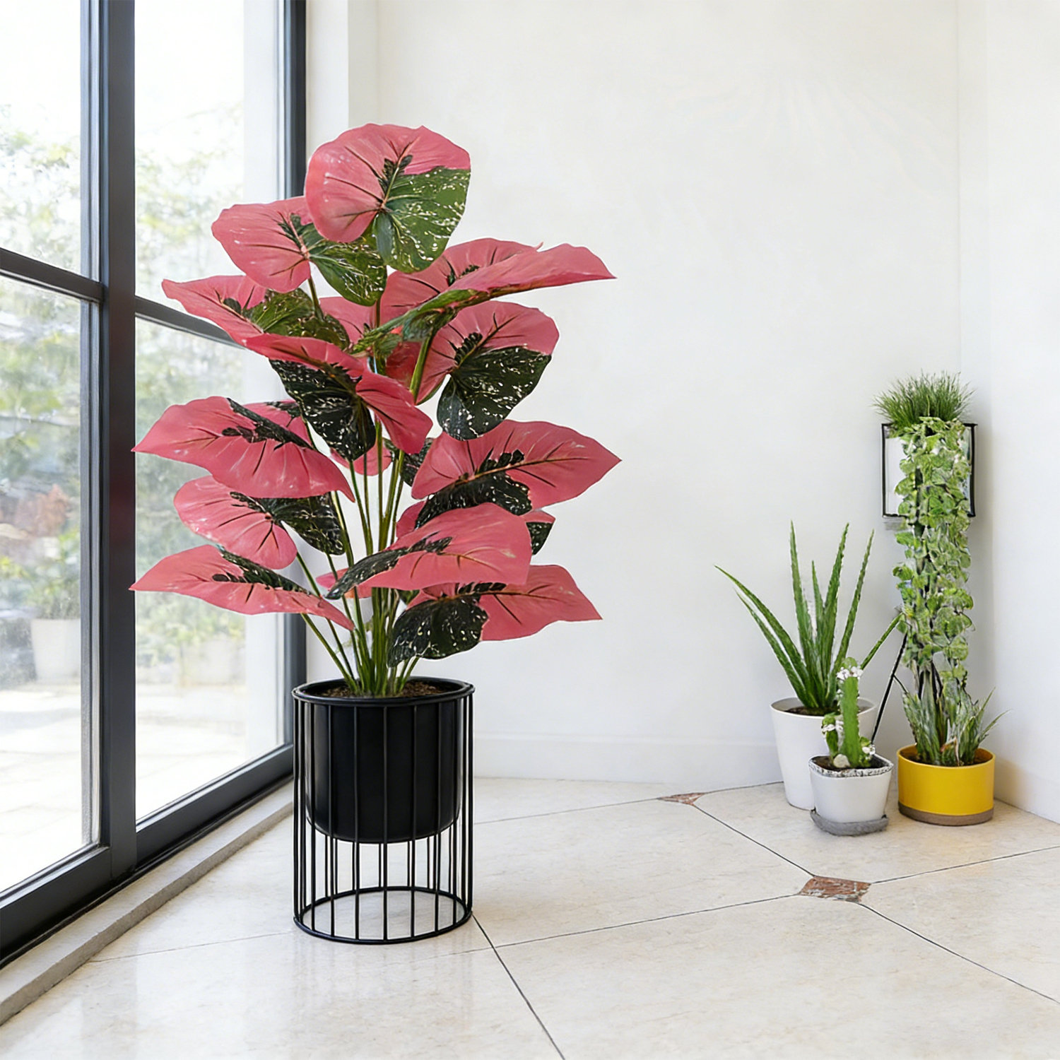 Primrue 1PC Artificial Plants with Leaves, Fake Tropical Tree Leaf Faux ...