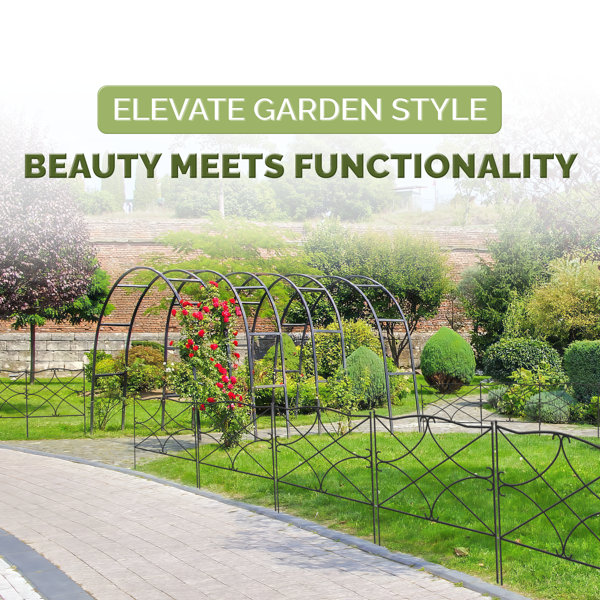 Red Barrel Studio® 24'' H x 24'' W Black Metal Fencing with 5 Panels(s ...