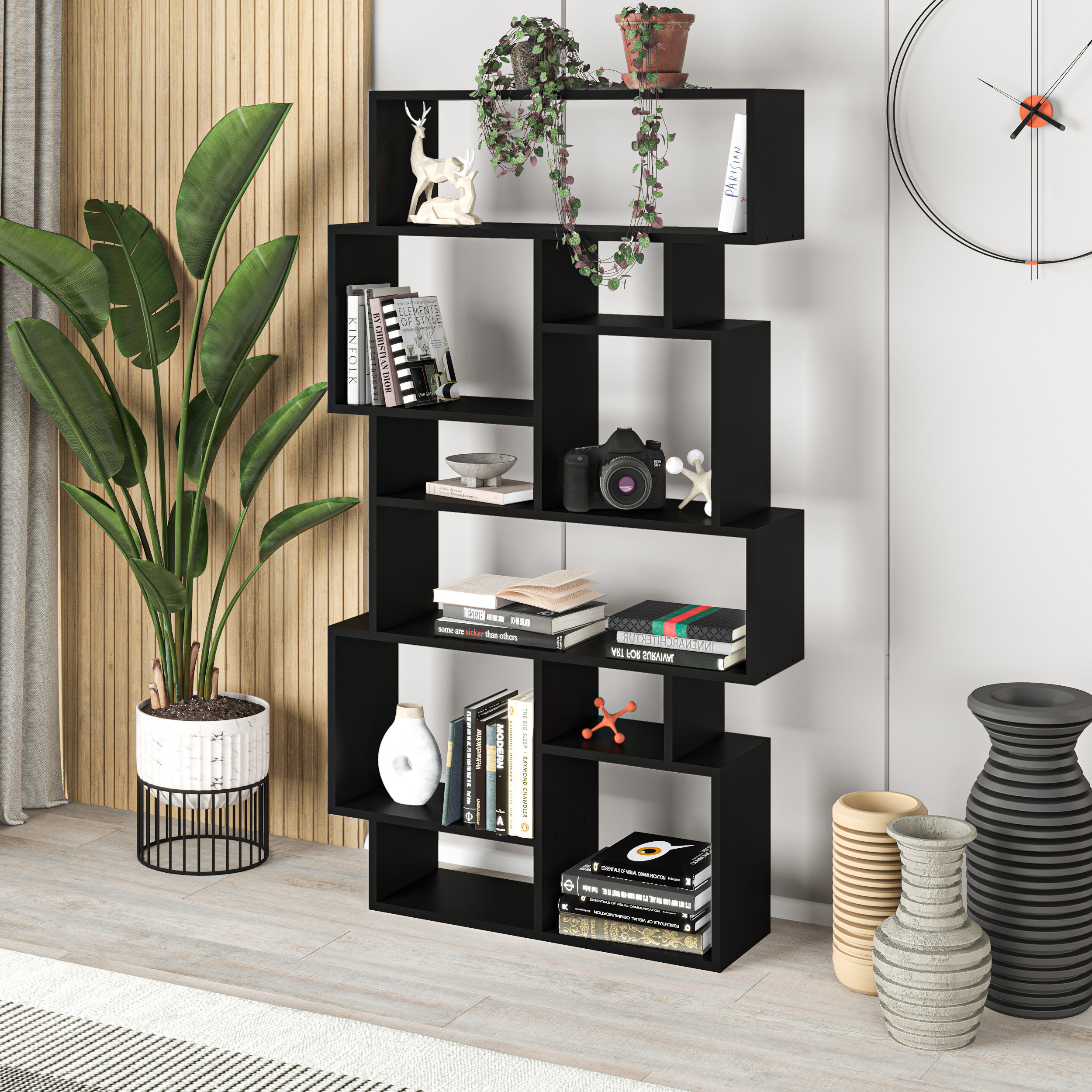 Zipcode Design Sandra Bookcase | Asymmetric Freestanding Bookcase with ...