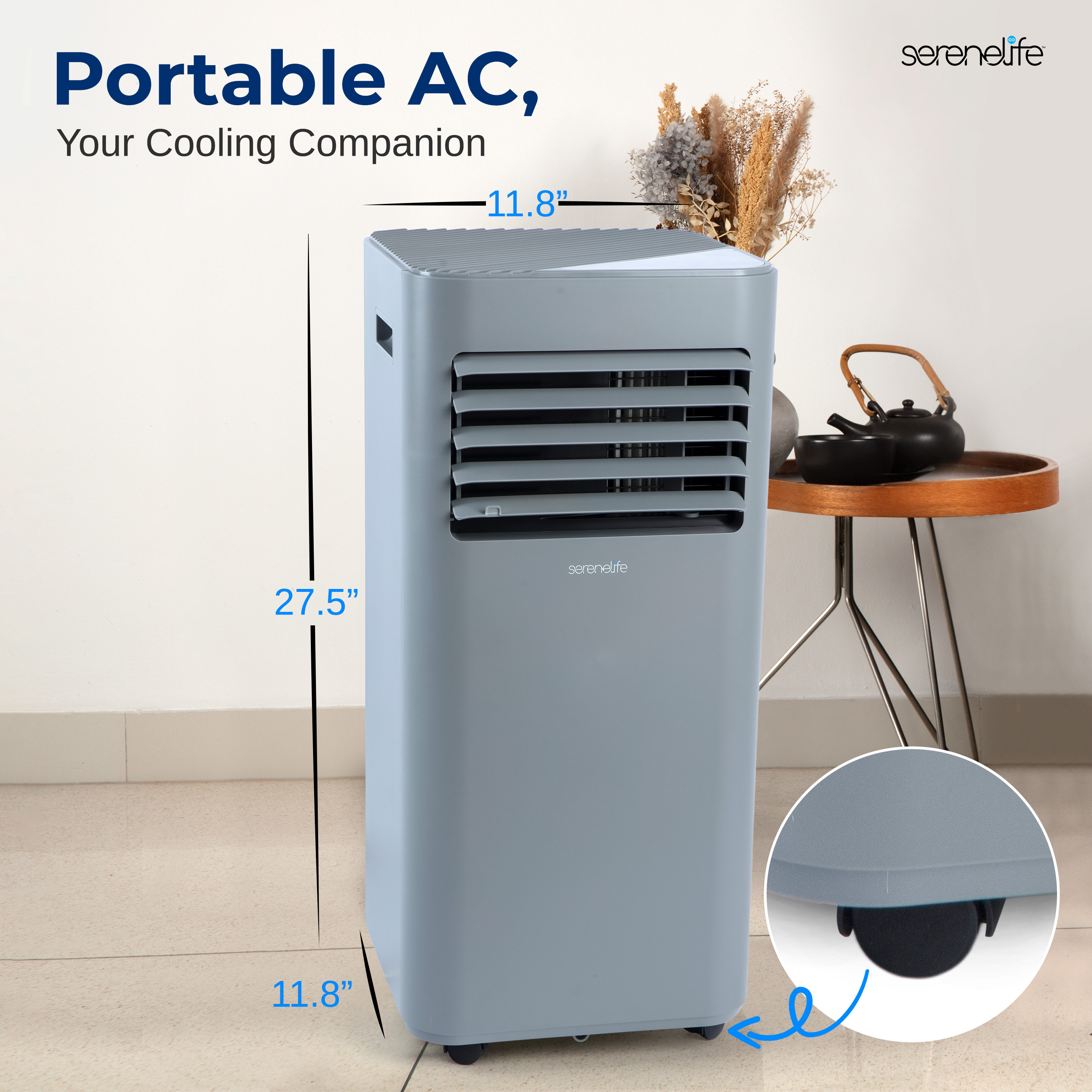 Serenelife 8000 BTU Portable Air Conditioner - 3-In-1 Compact Standing ...