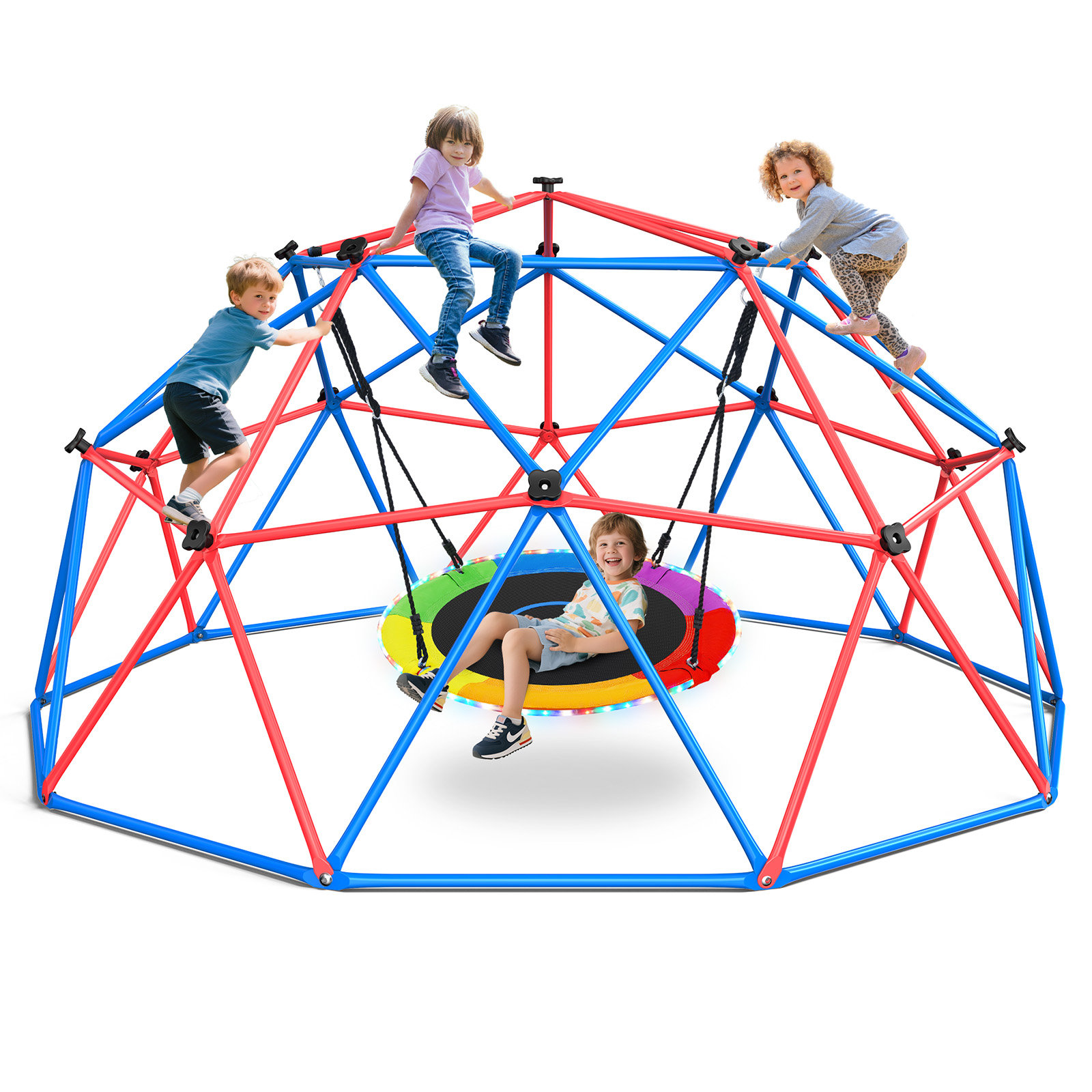Klo Kick 10 Ft Climbing Dome Swing Set With Led Saucer Swing & Reviews ...