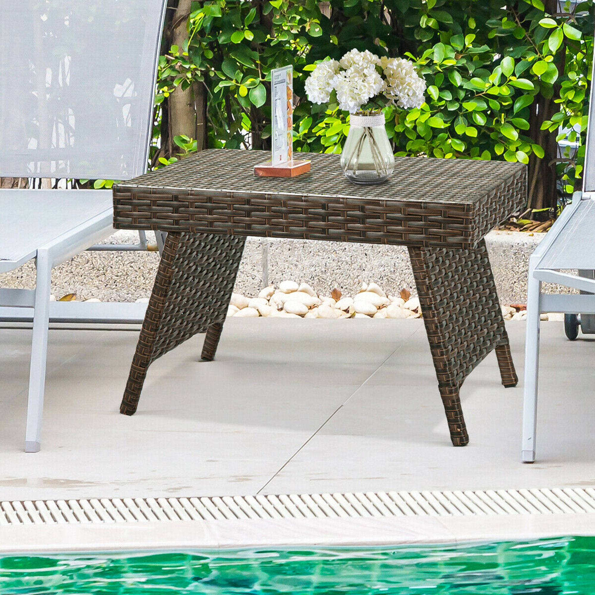 Wade Logan® Aviraj Folding Wicker Side Table & Reviews | Wayfair