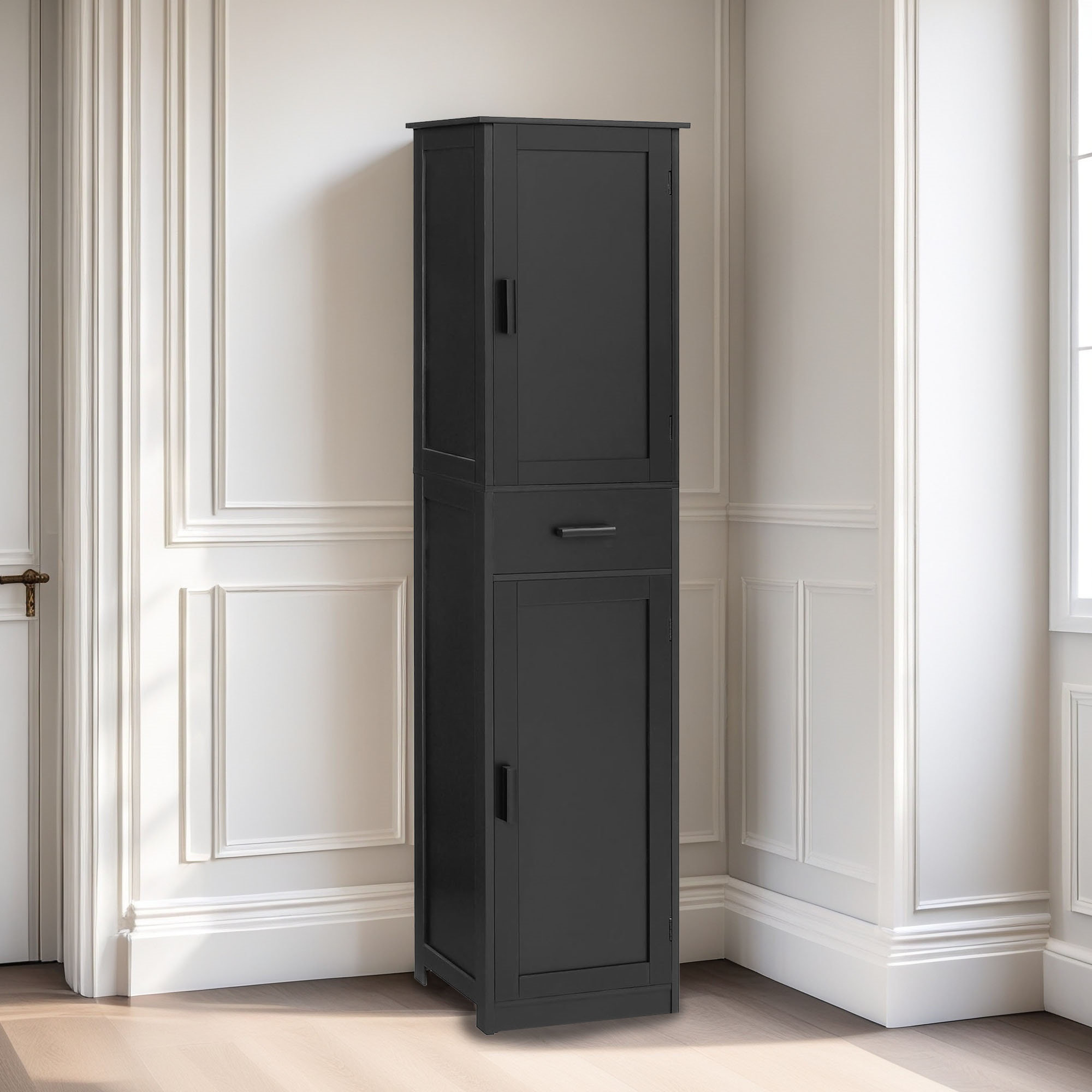 Winston Porter Tall Storage Cabinet With 2 Doors & Drawer - 67 Inch ...