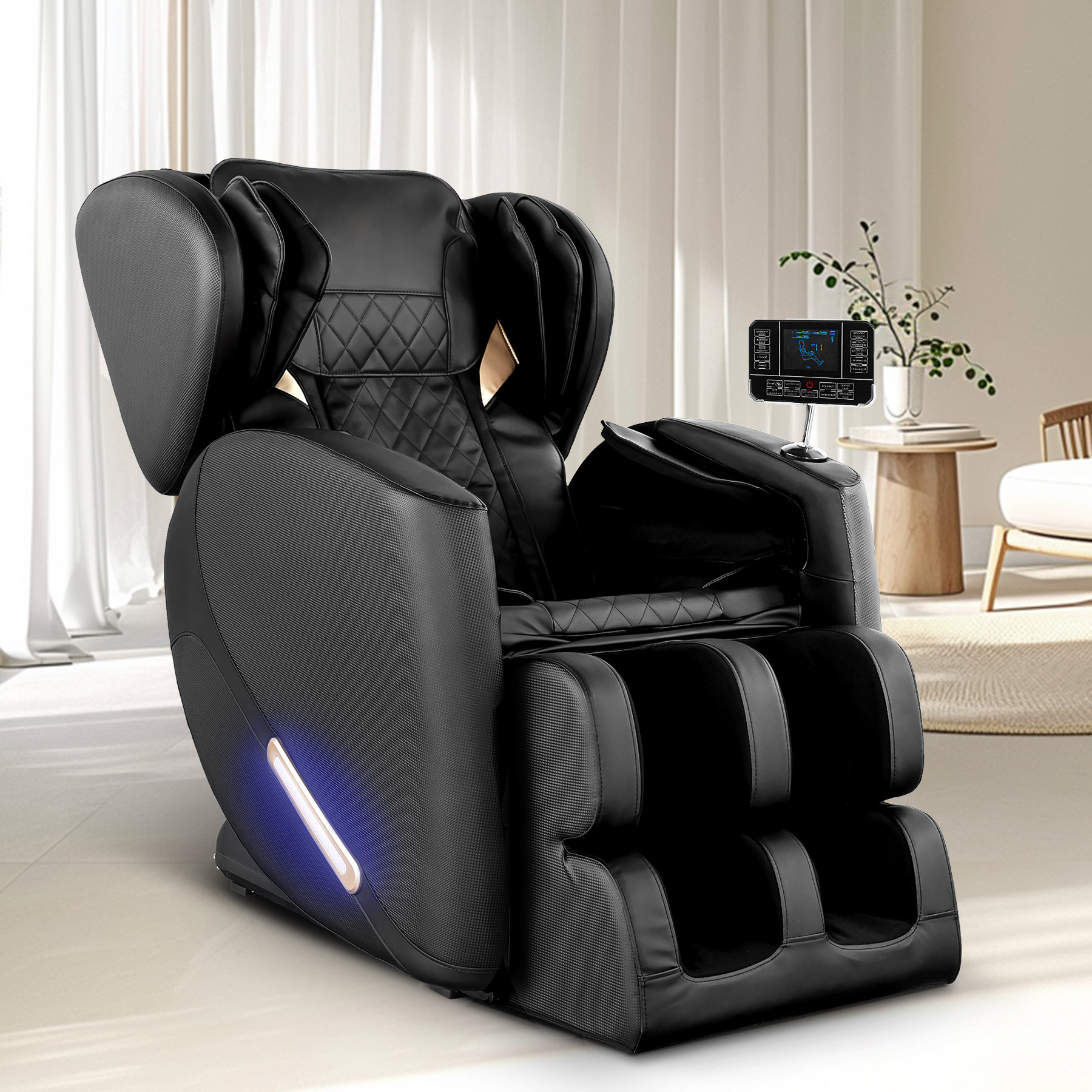 Inbox Zero Faux Leather heated zero gravity massage chair and smart ...