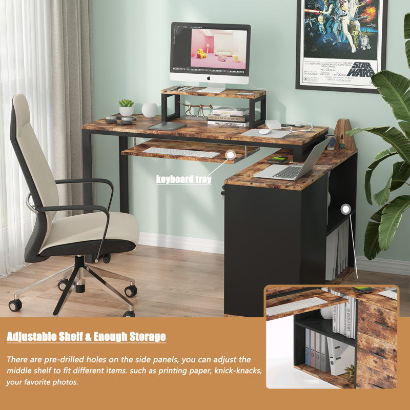 17 Stories Masontown Desk with Built in Outlets | Wayfair