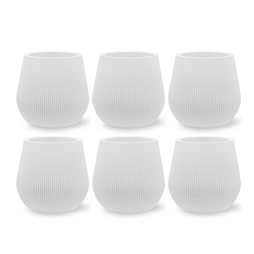 Ebern Designs 4" White Ribbed Short Vases For Flowers, Fluted Flower ...
