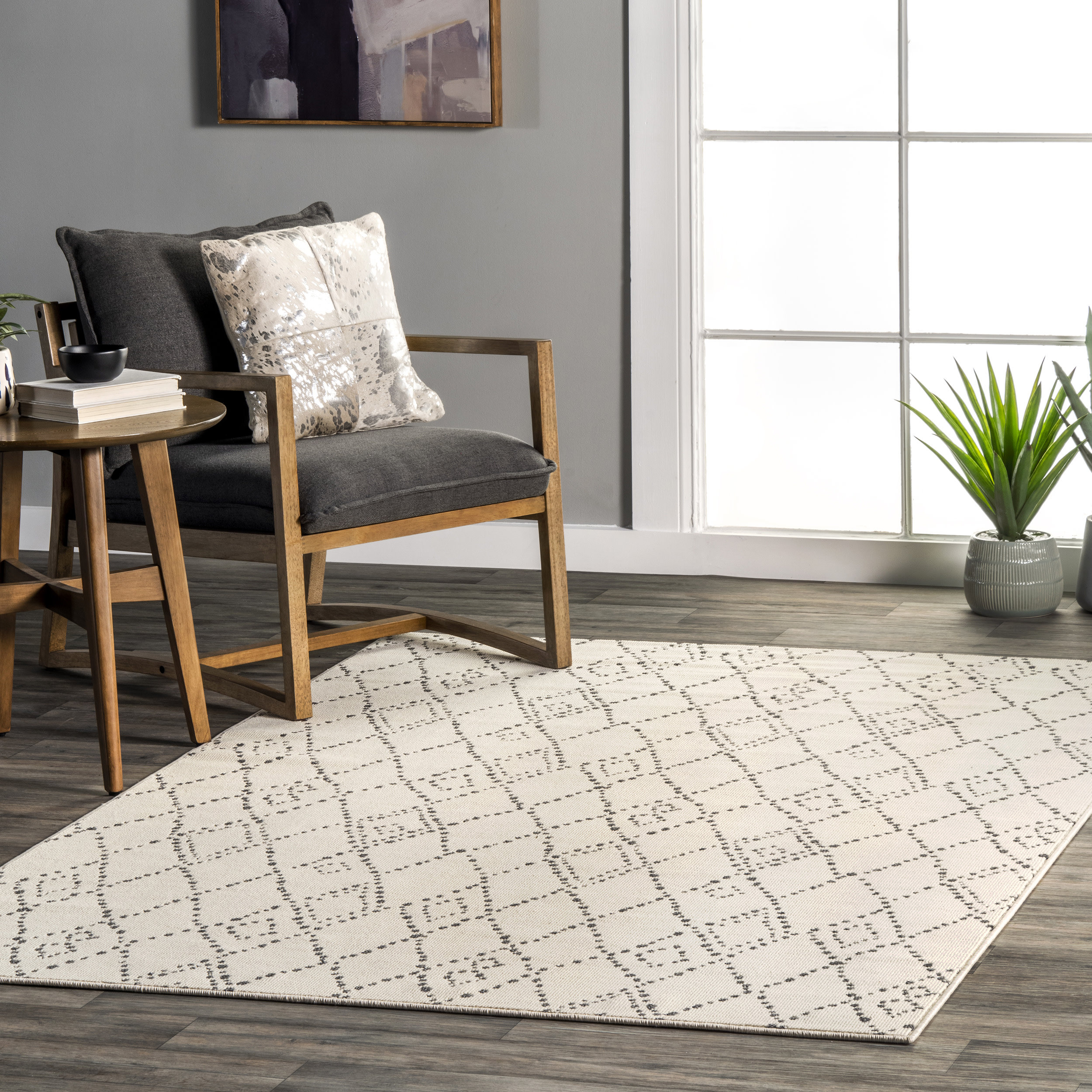 Union Rustic Ria Bohemian Diamond Area Rug | Wayfair