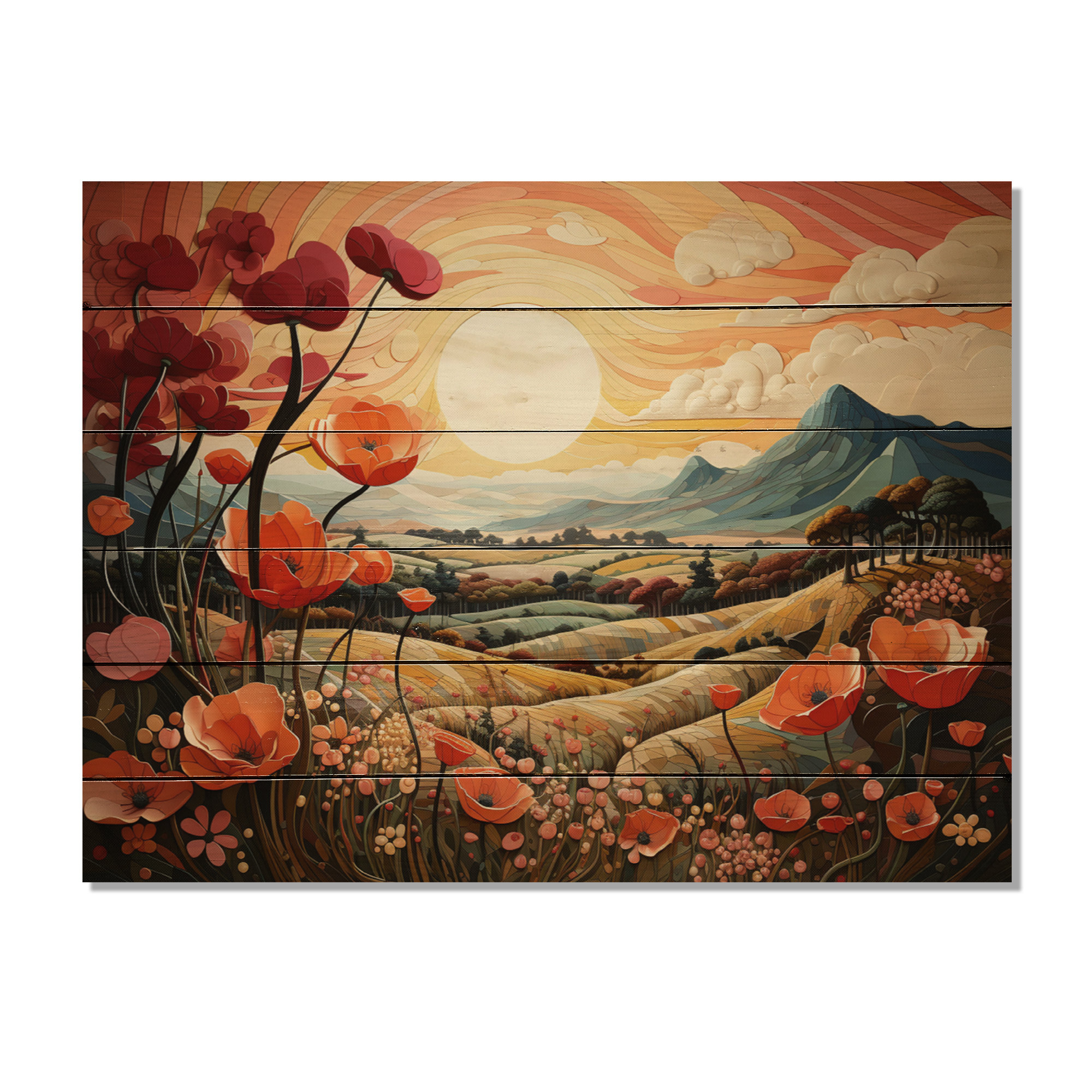 Red Barrel Studio® Layleigh Countryside Red Poppy Field VI On Wood ...