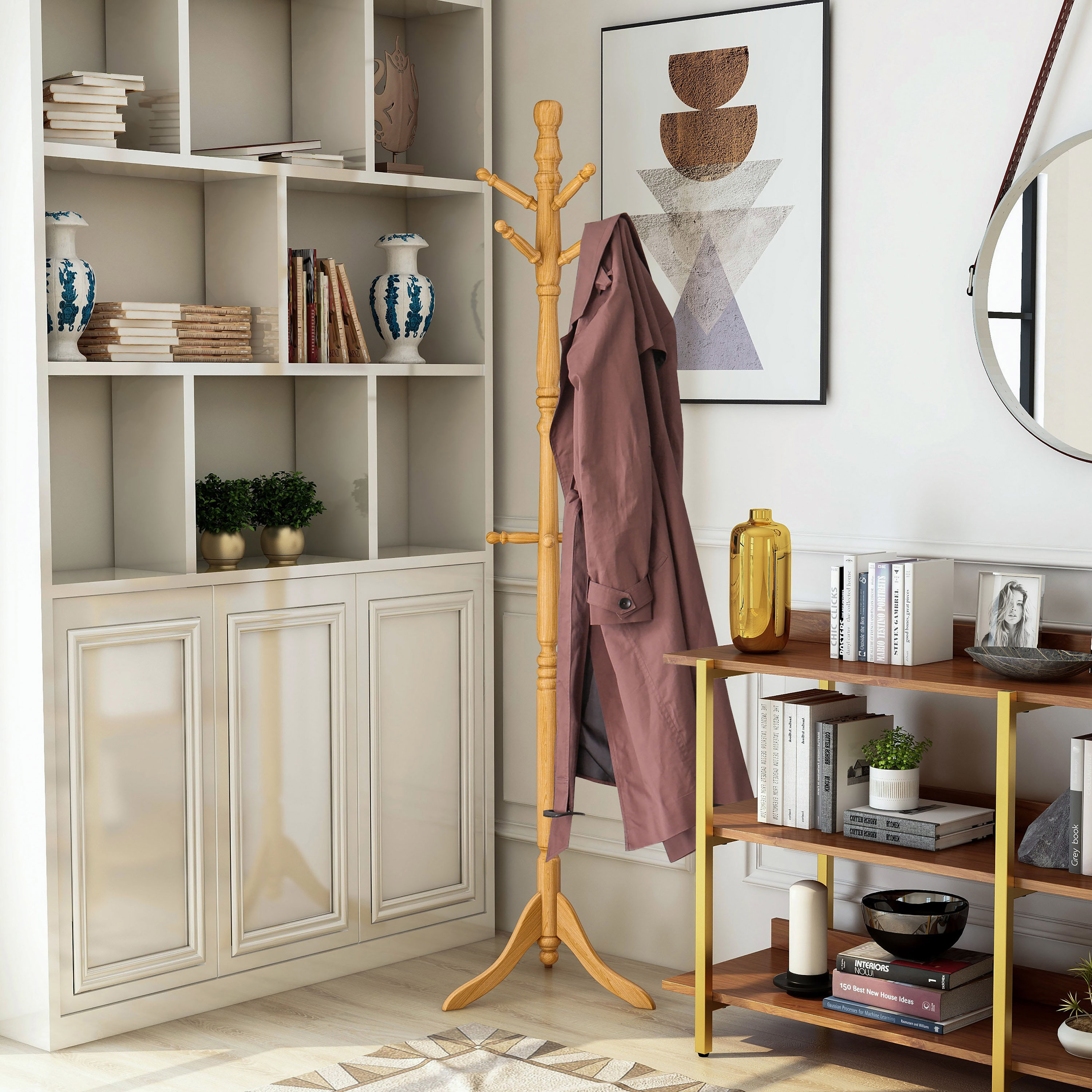 Birch Lane™ Gaston Solid Wood 10 - Hook Freestanding Coat Rack ...