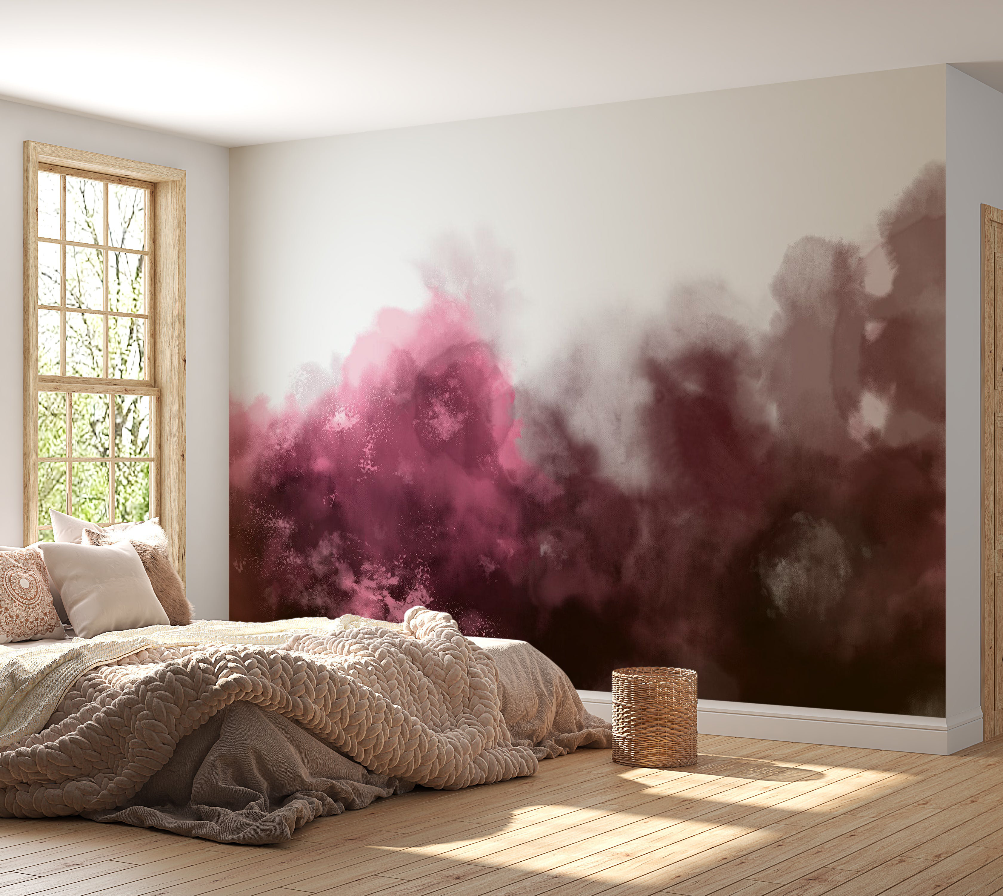 Brayden Studio Abstract Wallpaper Wall Mural - Watercolor Variation Red ...