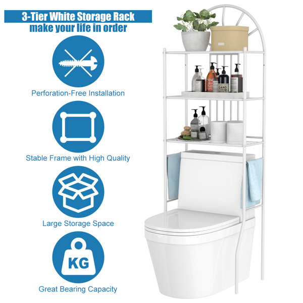 Latitude Run® Romilda Bathroom 3-tier Metal Storage Rack Over The ...