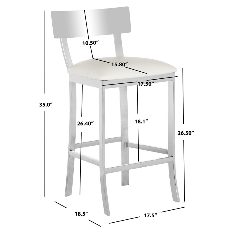 Latitude Run® Chromium Upholstered Counter Stool with Metal Frame ...